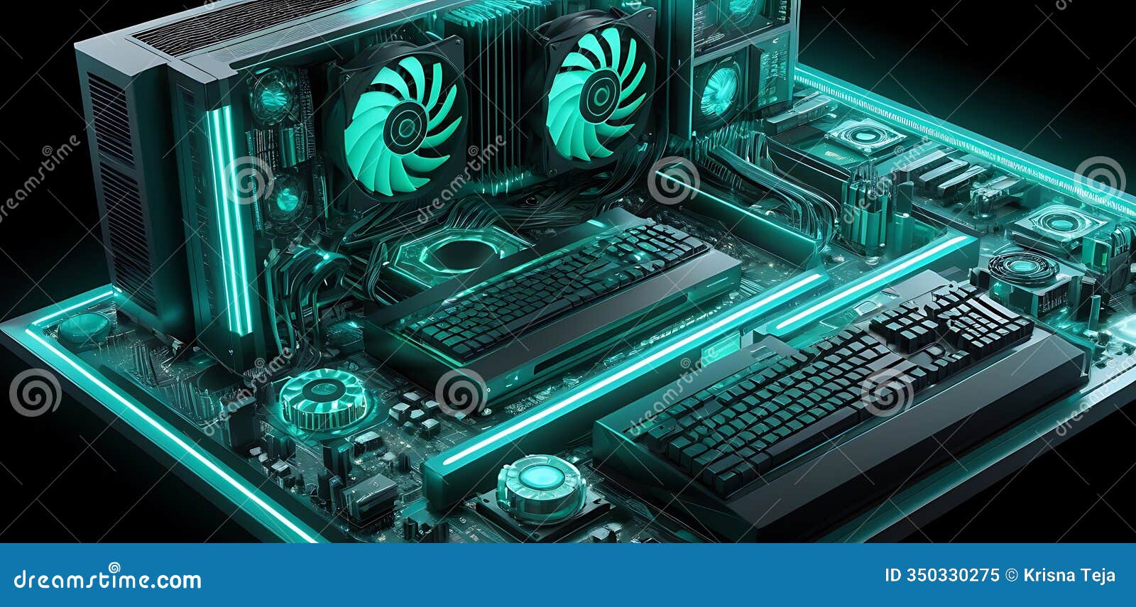 Isometric Liquid Cooling Tech in Computer Interior Stock Illustration ...