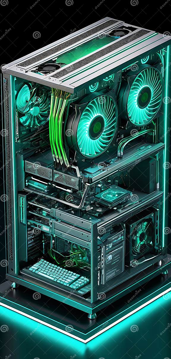 Isometric Liquid Cooling Tech in Computer Interior Stock Illustration ...