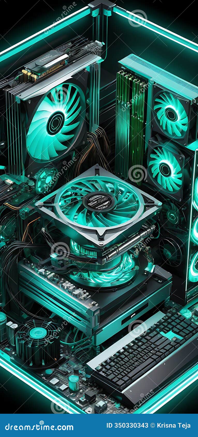 Isometric Liquid Cooling Tech in Computer Interior Stock Illustration ...