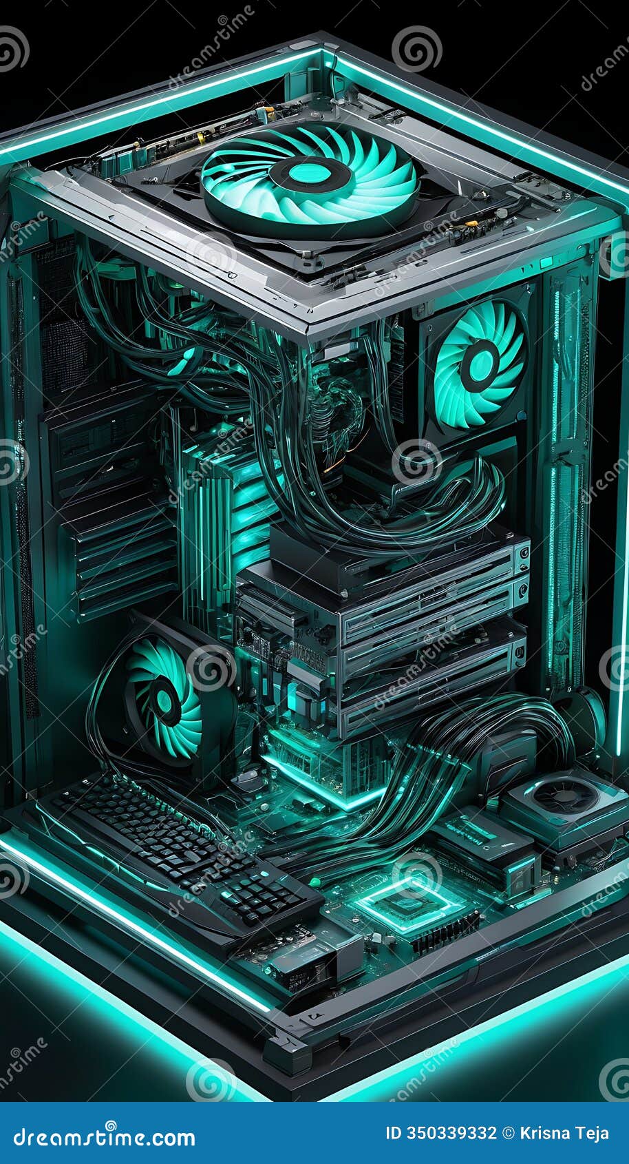 Isometric Liquid Cooling Tech in Computer Interior Stock Illustration ...