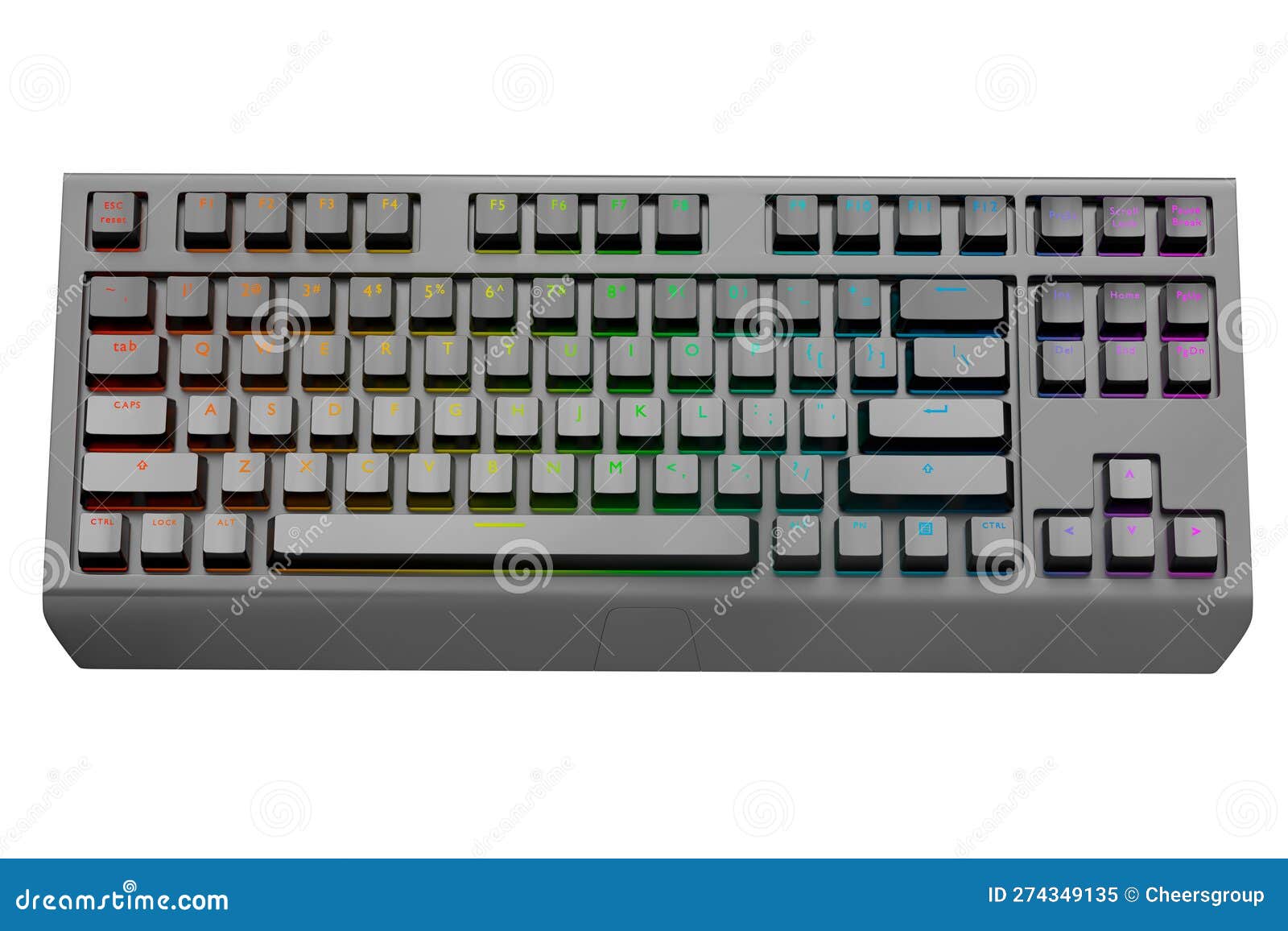 Realistic Computer Keyboard with Black Chrome Texture Isolated on White ...