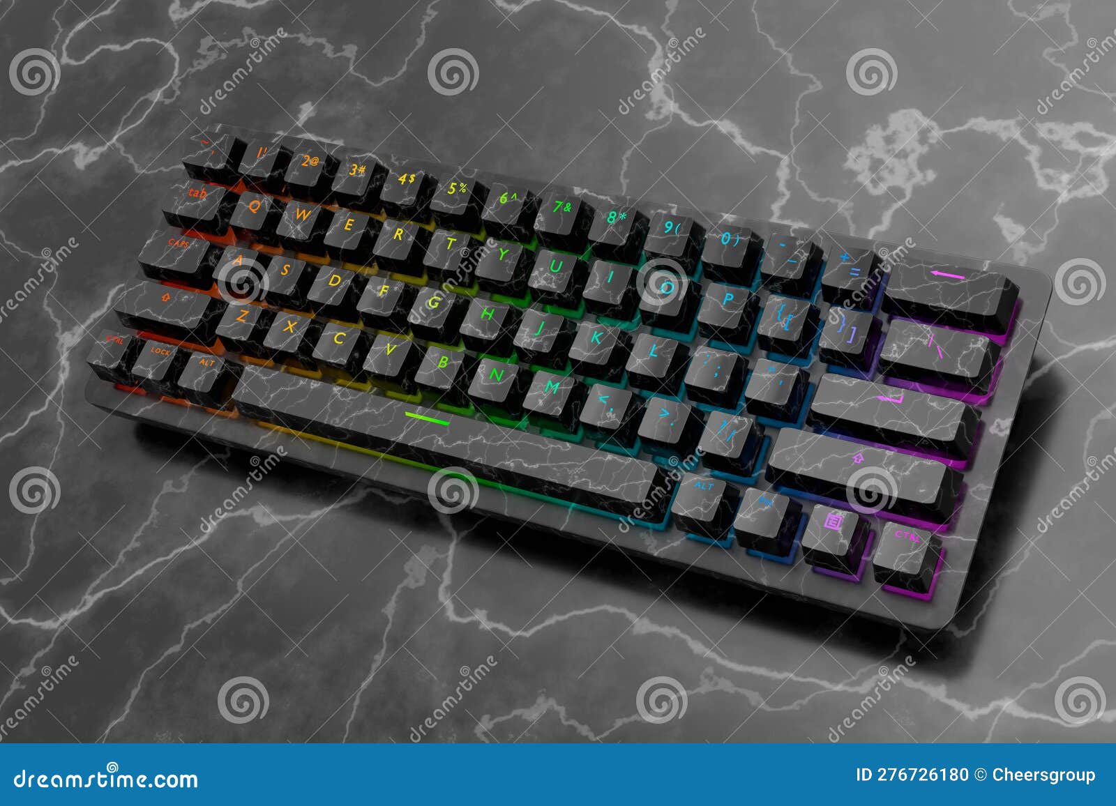 Realistic Computer Keyboard with Black Marble Texture Isolated on Dark ...