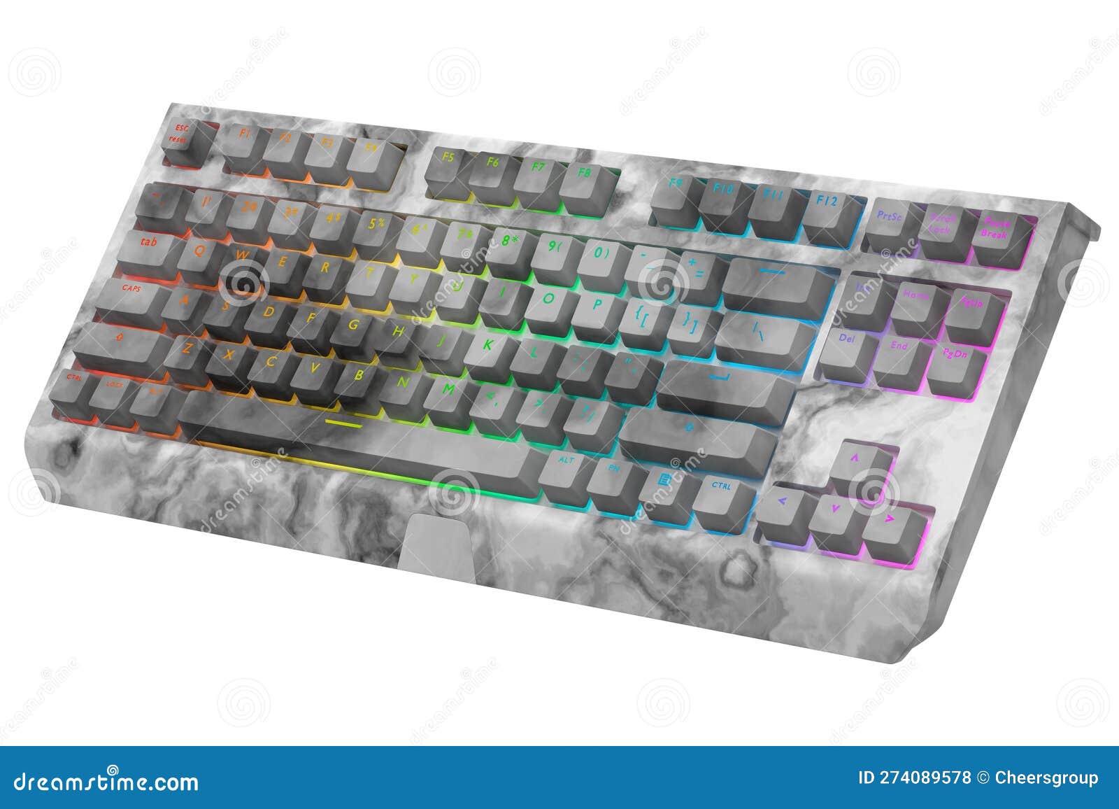 Realistic Computer Keyboard With Black Marble Texture Isolated On White
