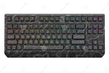 Realistic Computer Keyboard with Black Marble Texture Isolated on White ...