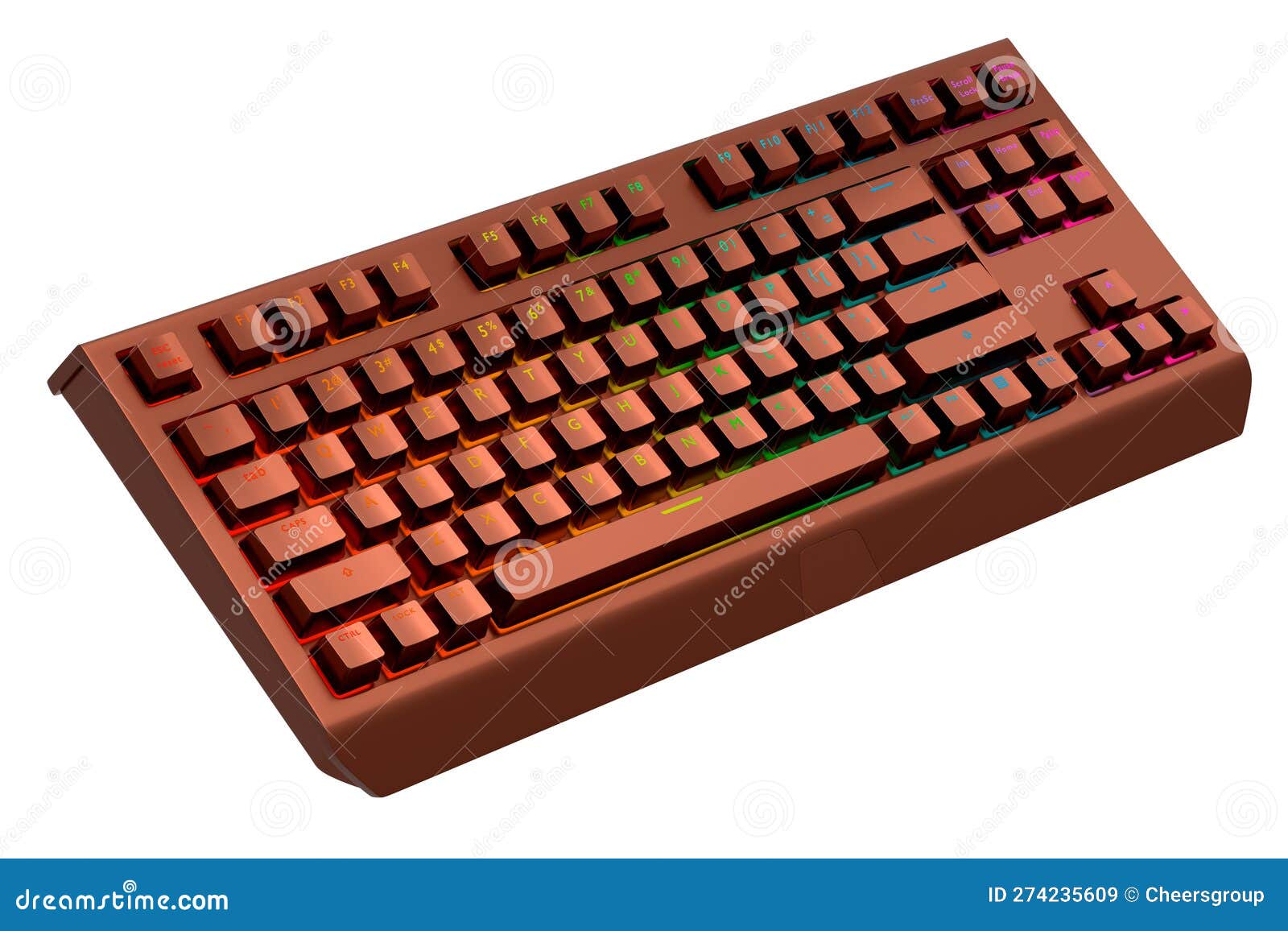 Realistic Computer Keyboard with Copper Chrome Texture Isolated on ...