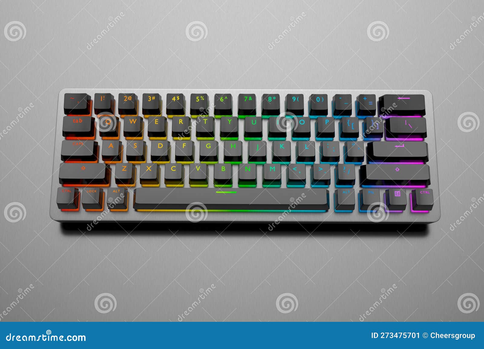 Realistic Computer Keyboard With Metallic Chrome Texture Isolated On