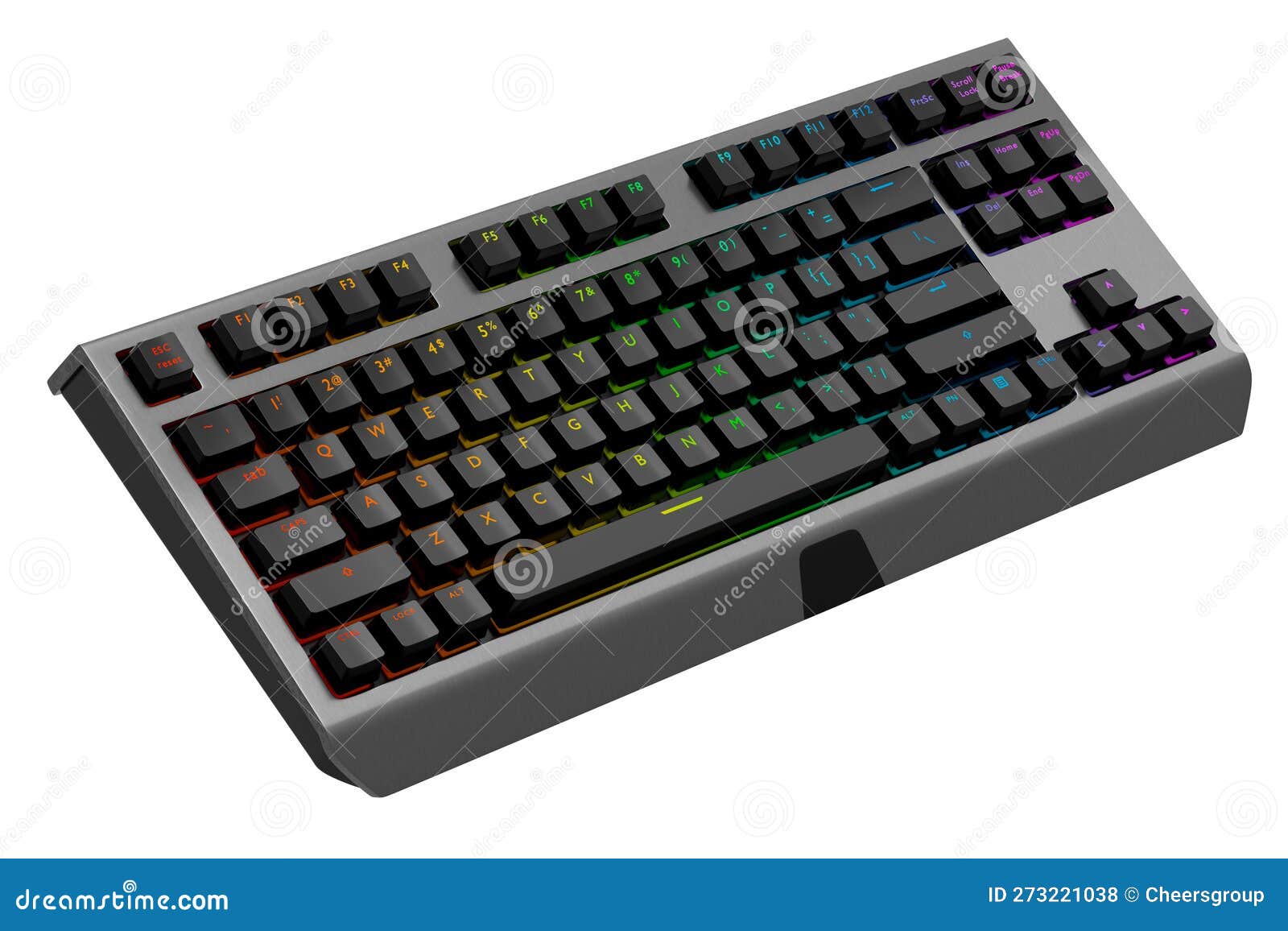 Realistic Computer Keyboard with Metallic Chrome Texture Isolated on ...