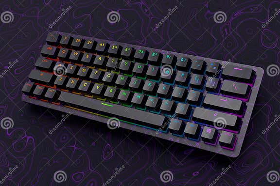 Realistic Computer Keyboard with Seamless Wavy Pattern Isolated on Dark ...