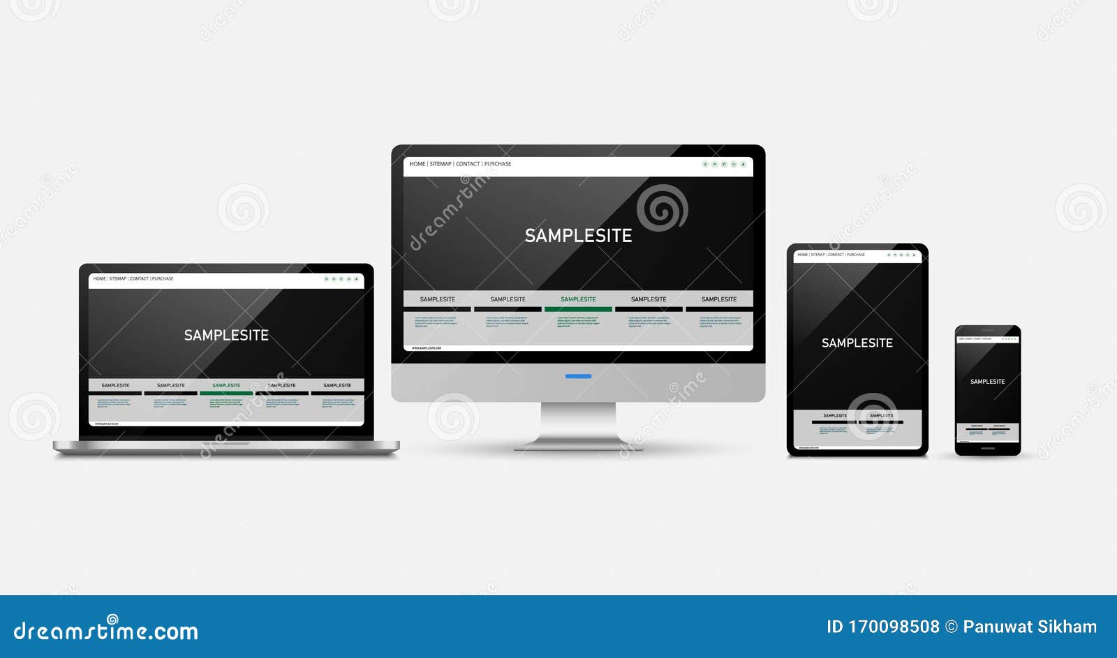 Realistic Computer, Laptop, Tablet and Mobile Phone with Isolated. Set ...