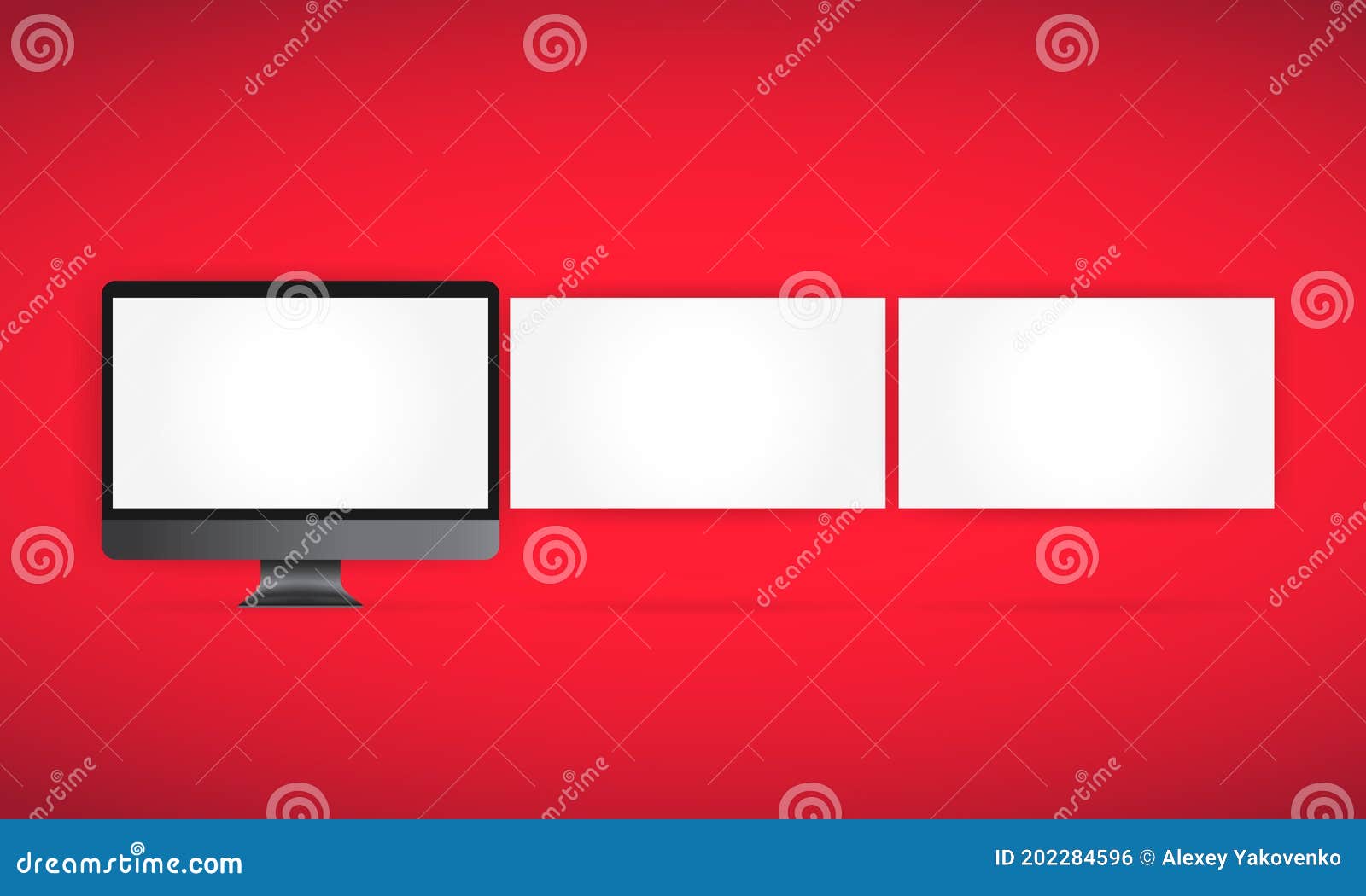 Realistic Computer Monitor in Front View. Metal Desktop Mockup with ...