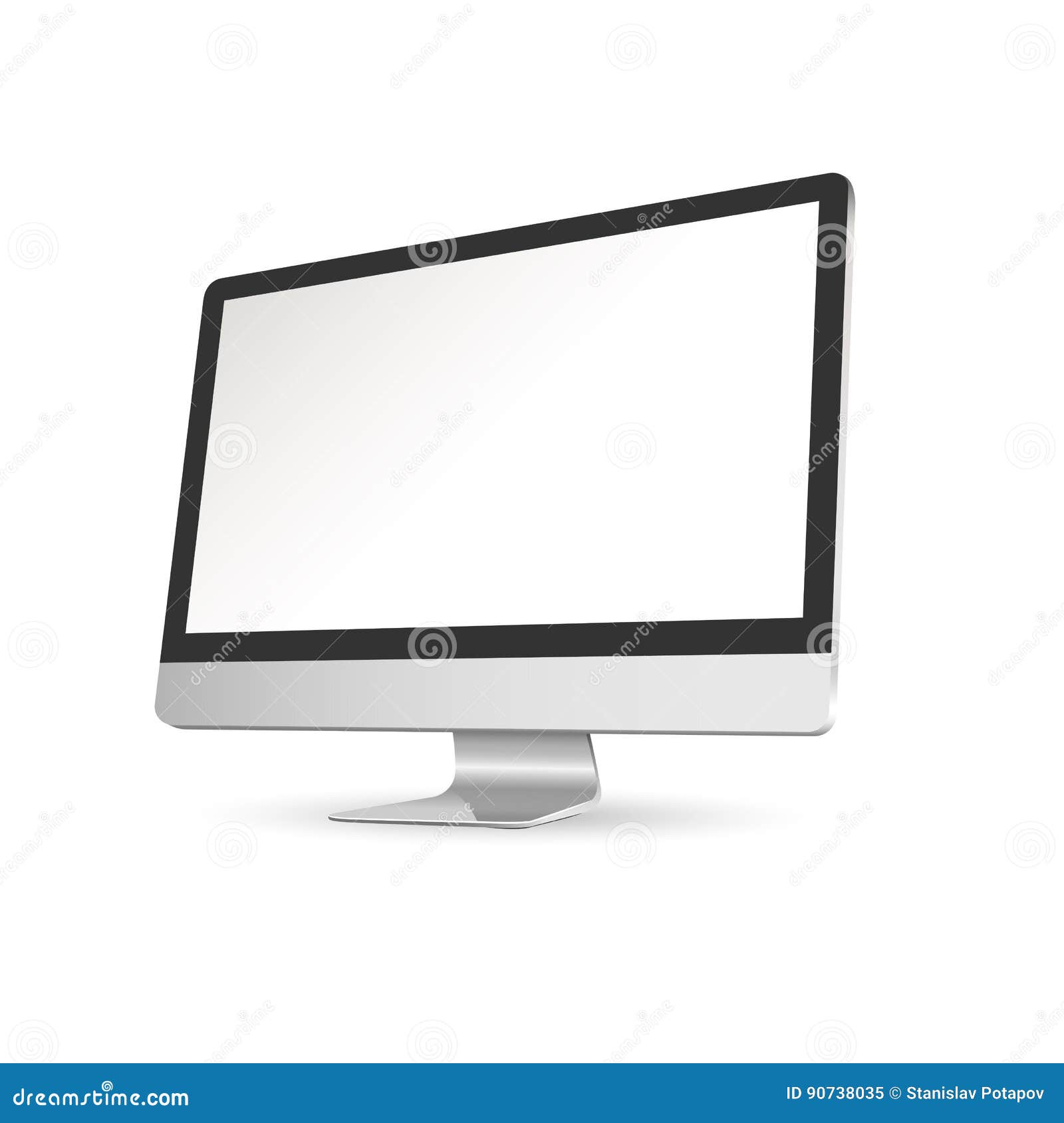 Realistic Computer Monitor Isolated on White Background Stock Vector ...