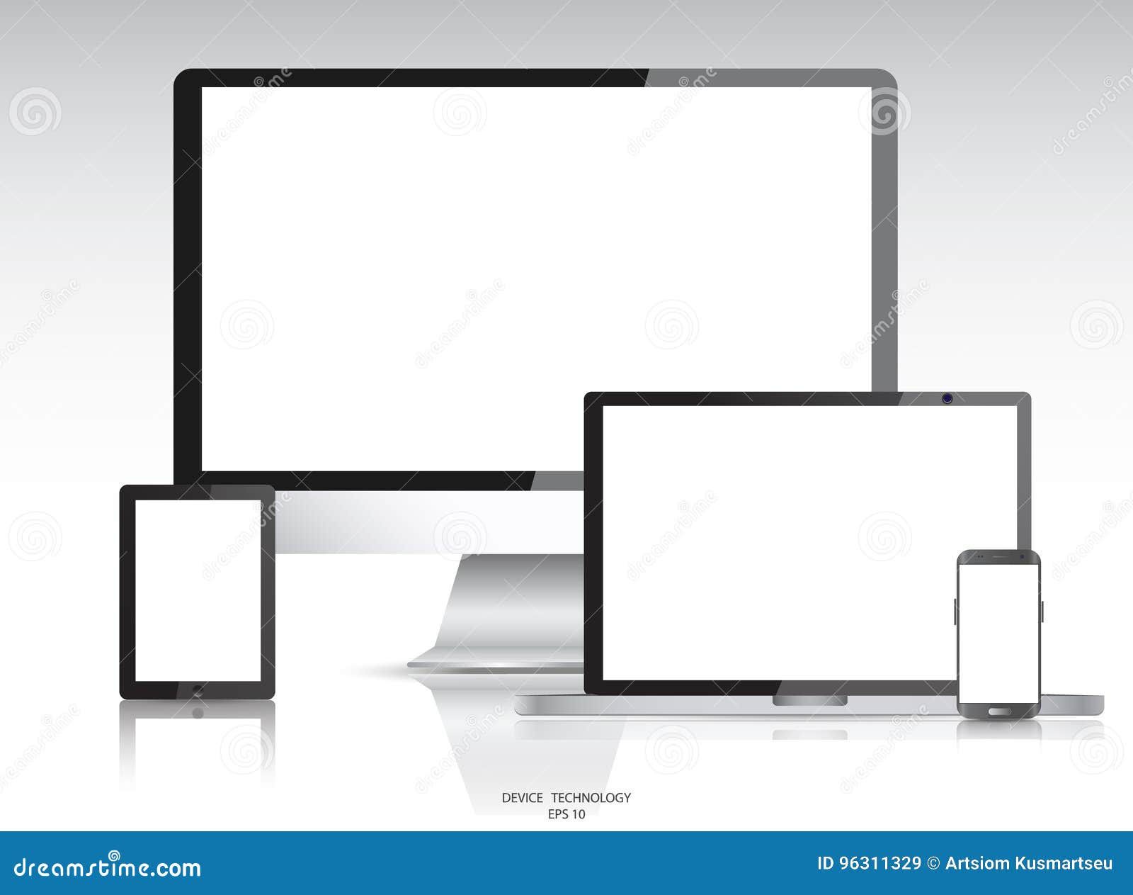 Realistic Computer Monitor, Laptop, Tablet and Mobile Phone Stock ...