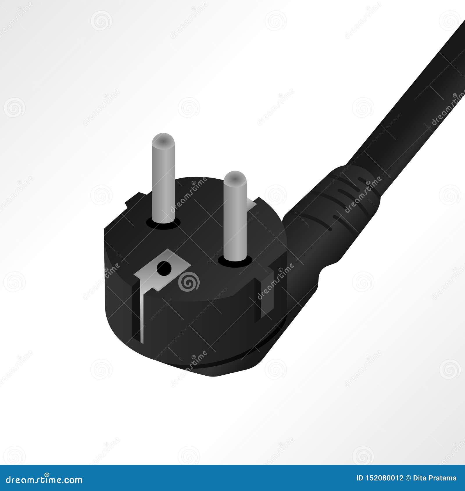 Realistic Computer Power Cord Cable Vector Illustration. Stock ...