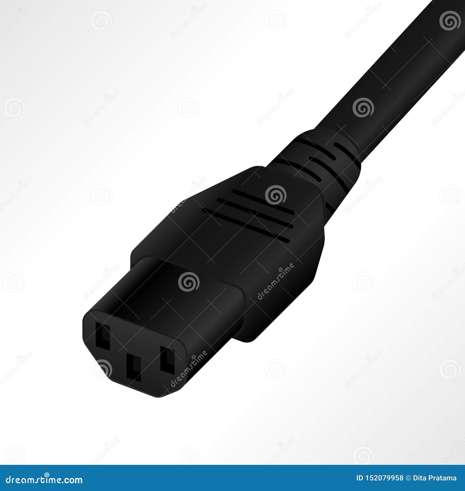 Realistic Computer Power Cord Cable Vector Illustration. Stock ...
