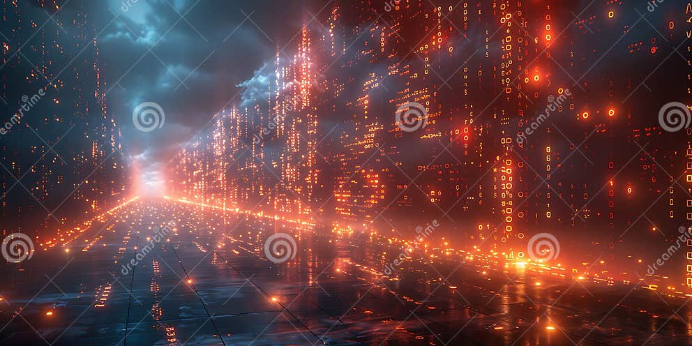 Realistic Computer Programming Scene with Technology Backdrop Stock ...