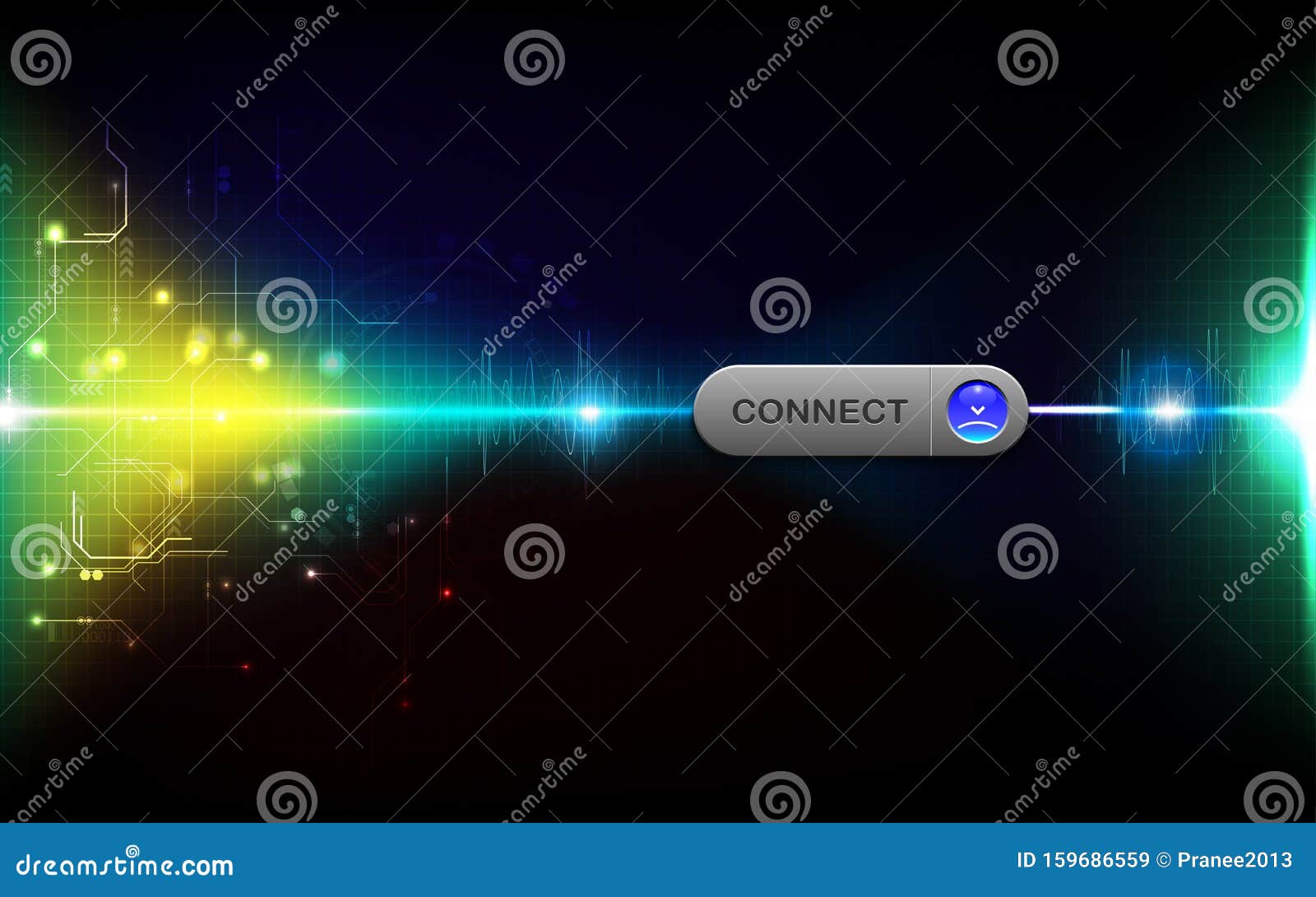 Realistic Connect Button on Abstract Technology Background Stock Vector ...