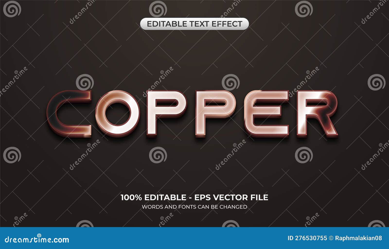 Realistic Copper Text Effect. Editable Metallic Bronze Text Effect ...