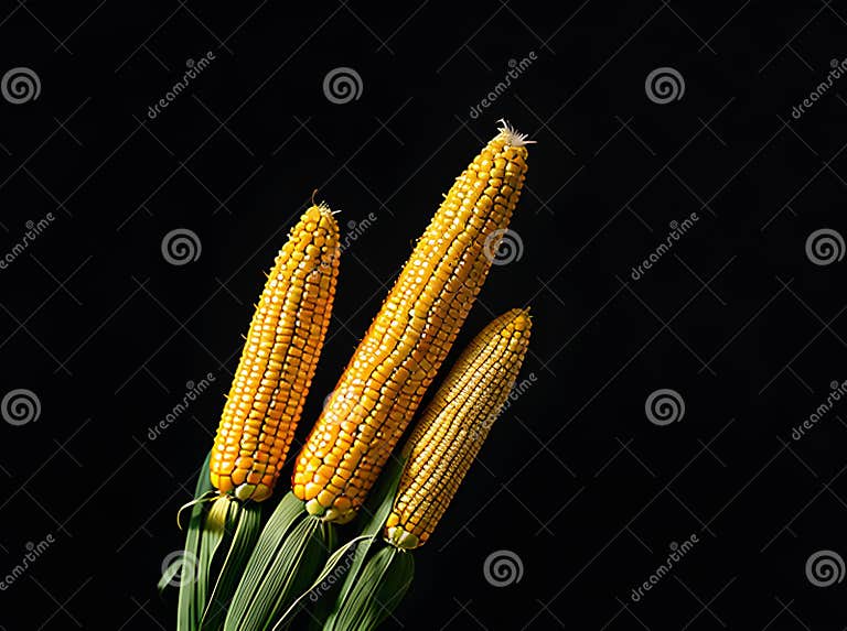 Realistic Corn Black Background Long Shot Sharp. Stock Illustration ...