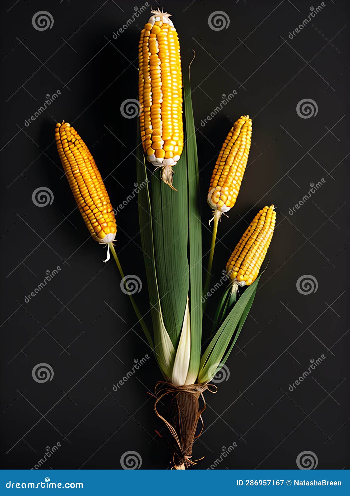 Realistic Corn Black Background Sharp Focus Stock Illustration ...