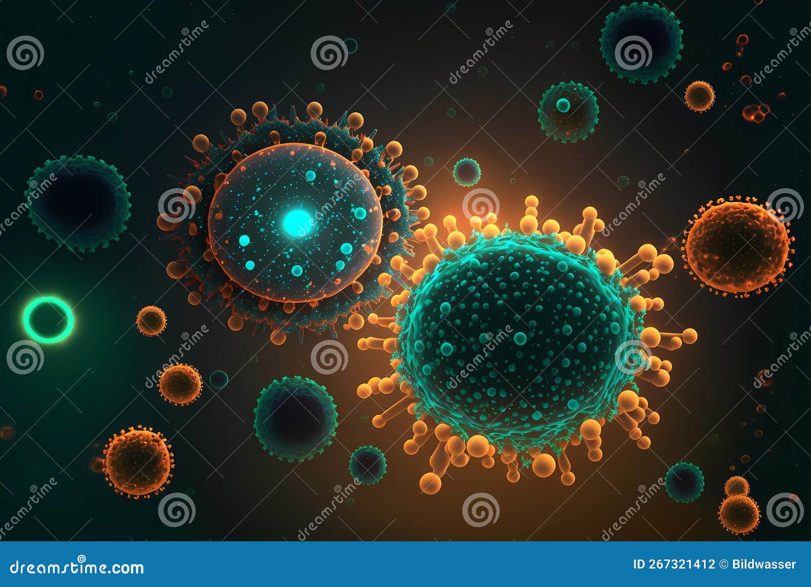 Realistic Covid-19 Virus Bacteria Background. Generative Ai Stock ...
