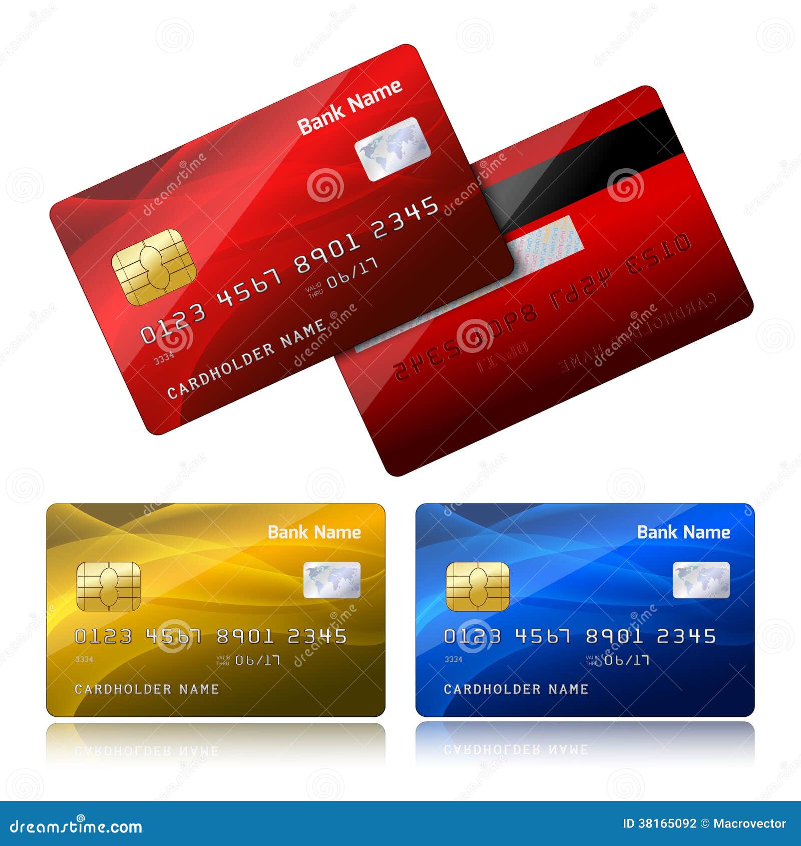 Realistic Credit Card with Security Chip Stock Vector - Illustration of ...