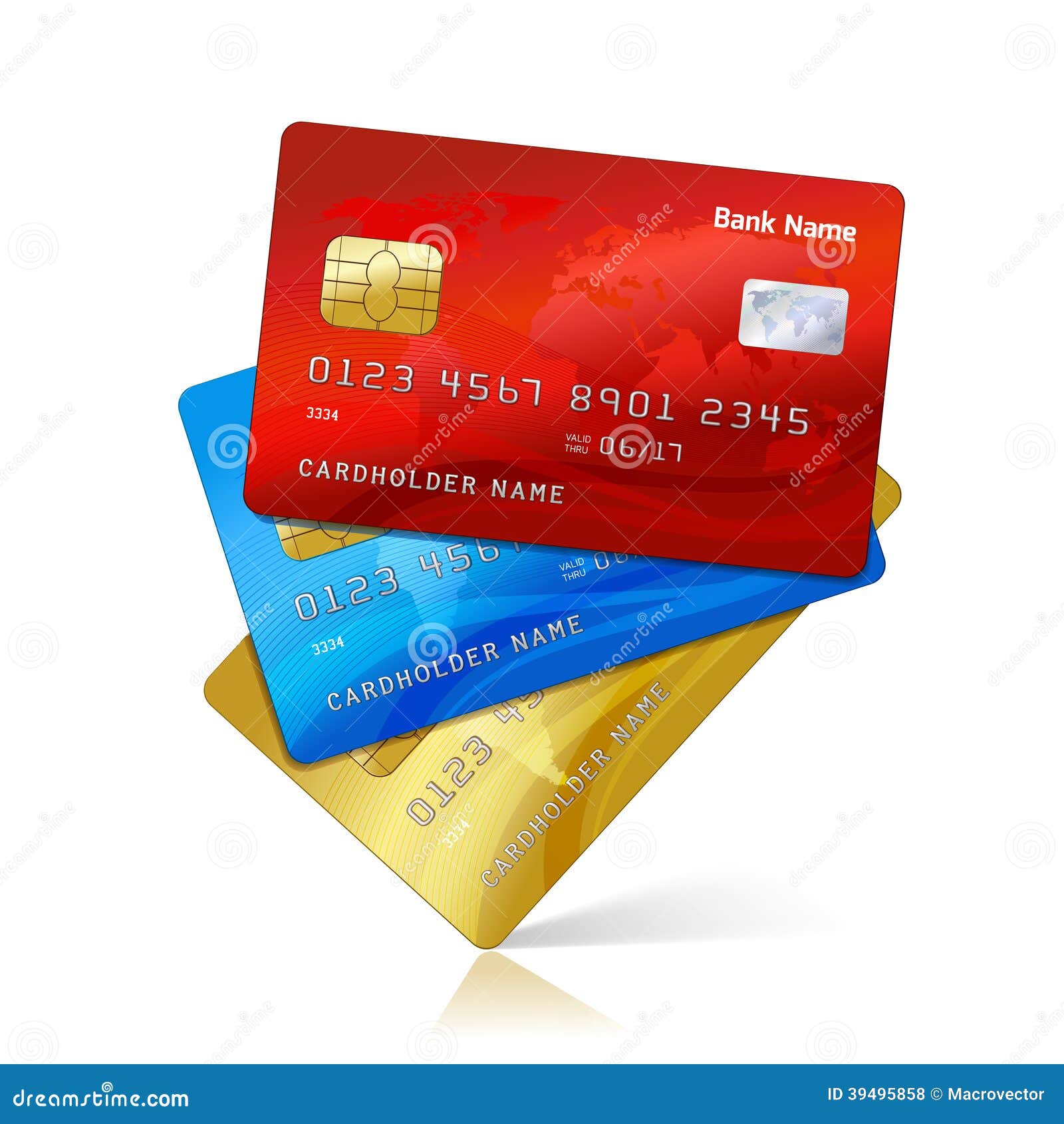 Realistic Credit Card Design Template With A Chip Frontside View Mock ...