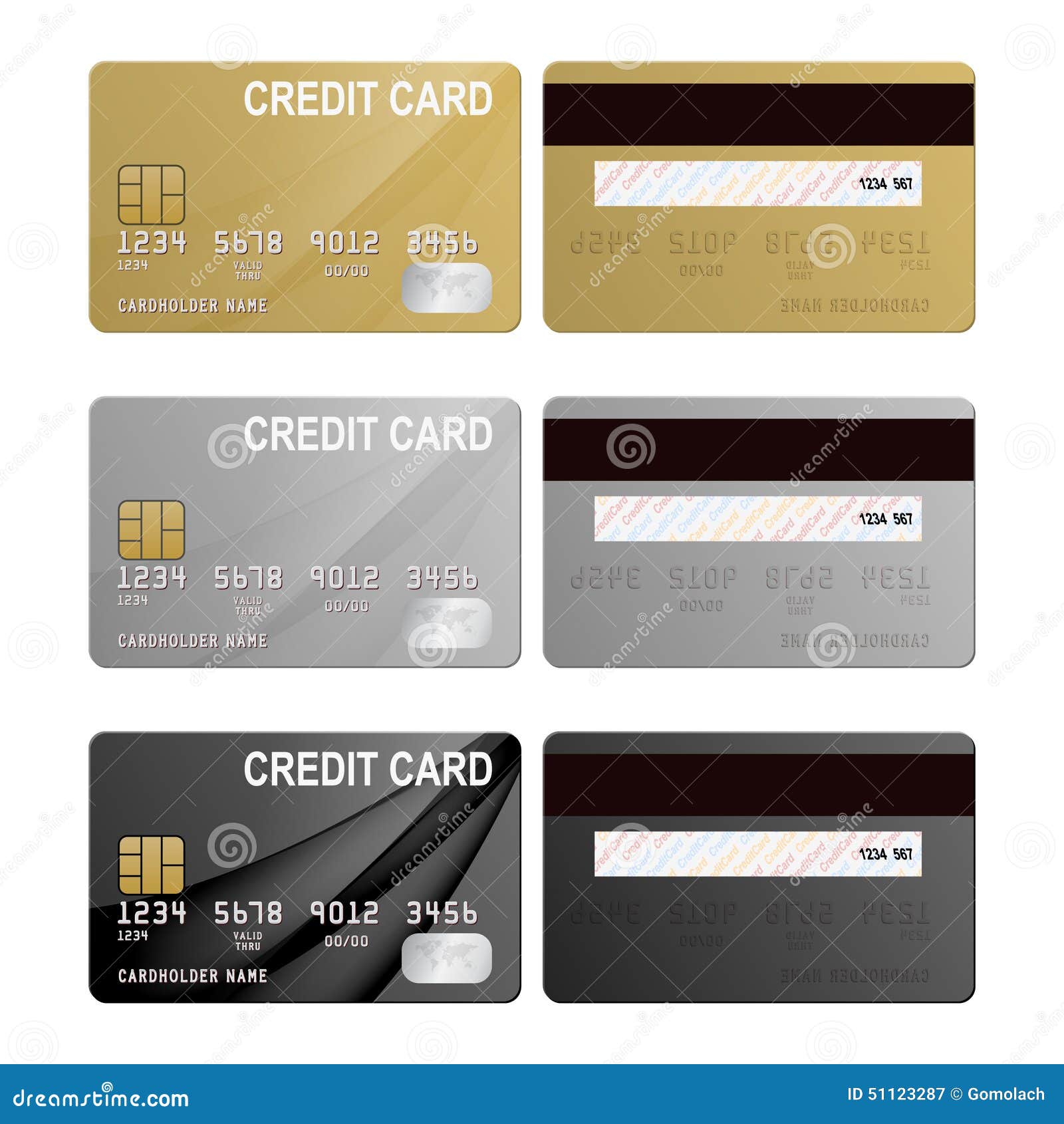 Realistic Credit Card Design Template With A Chip Frontside View Mock ...