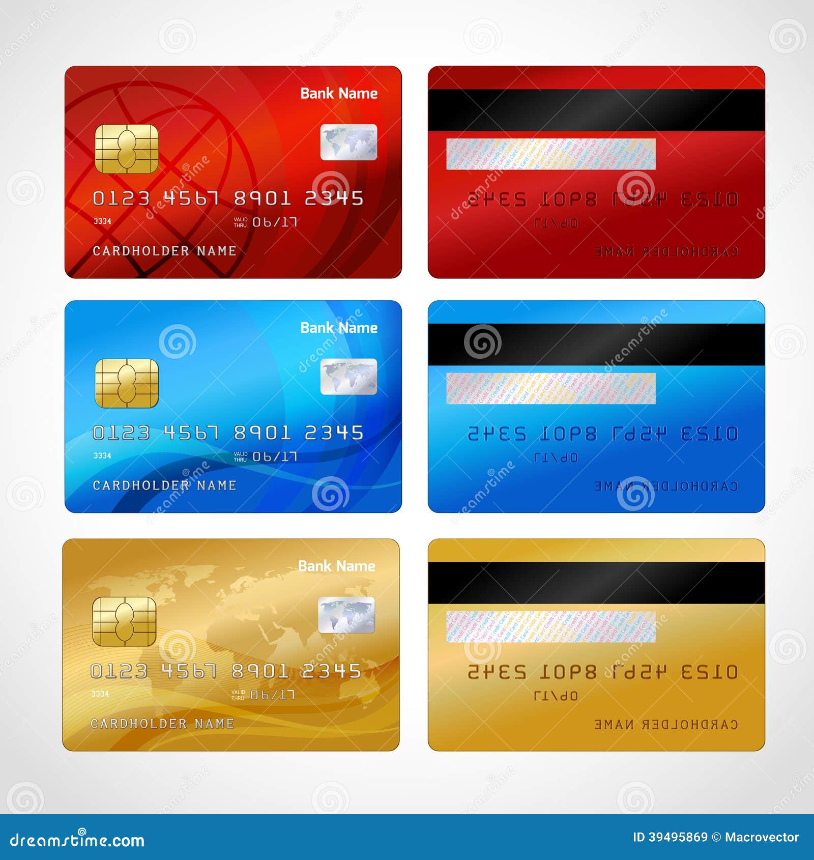 Realistic Credit Card Design Template With A Chip Frontside View Mock ...
