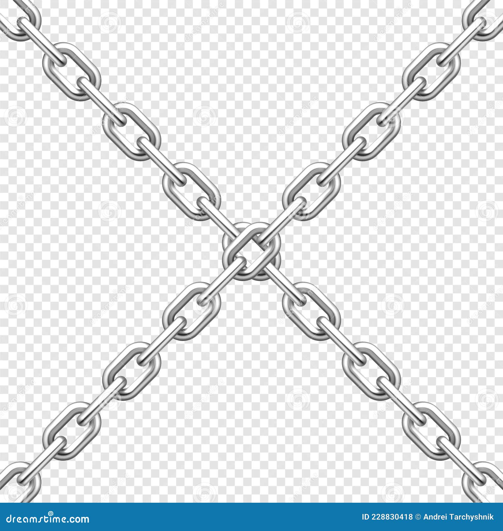 Realistic Crossing Metal Chains with Silver Links on Transparent ...