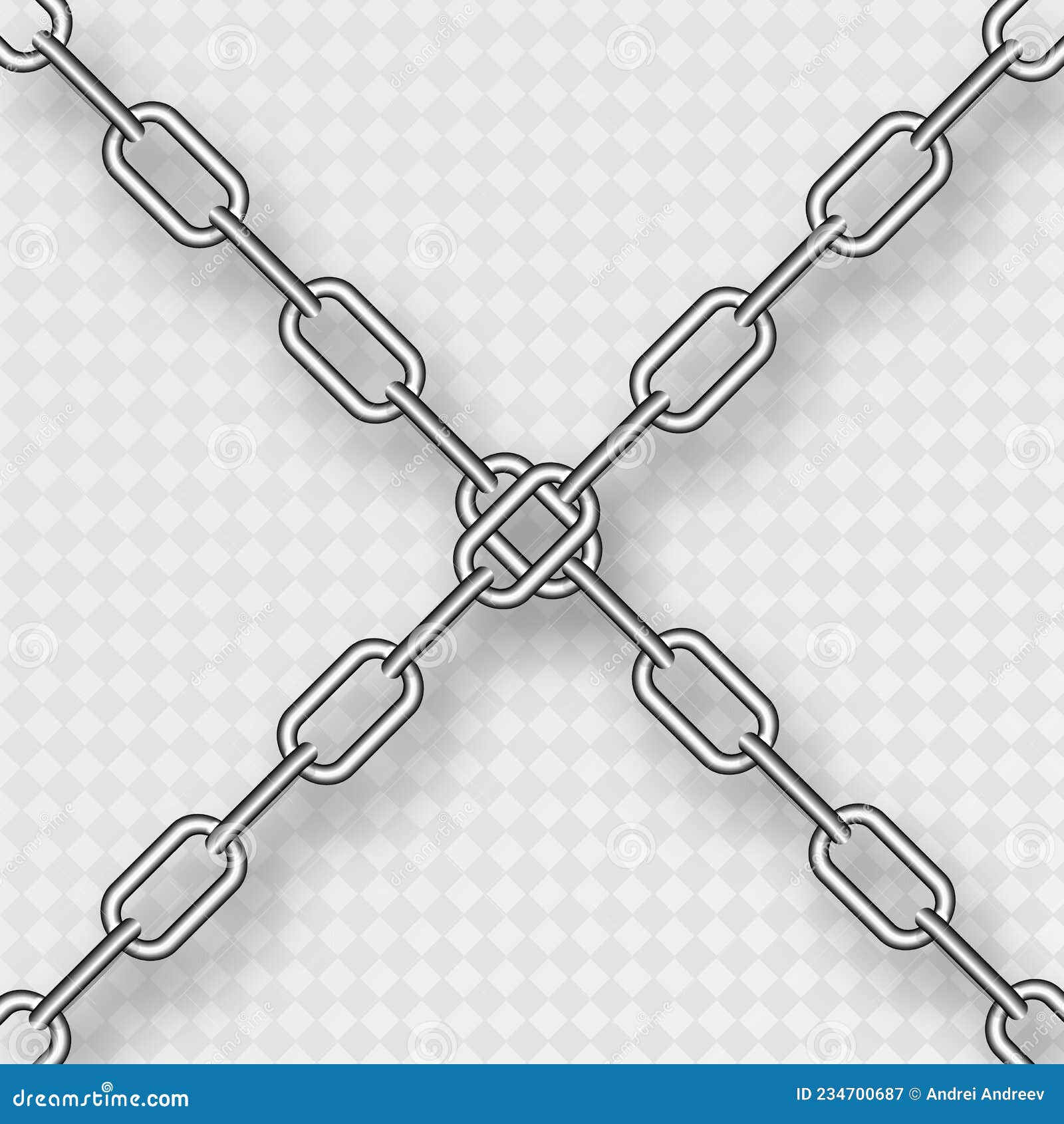 Realistic Crossing Metal Chains with Silver Links on Transparent ...