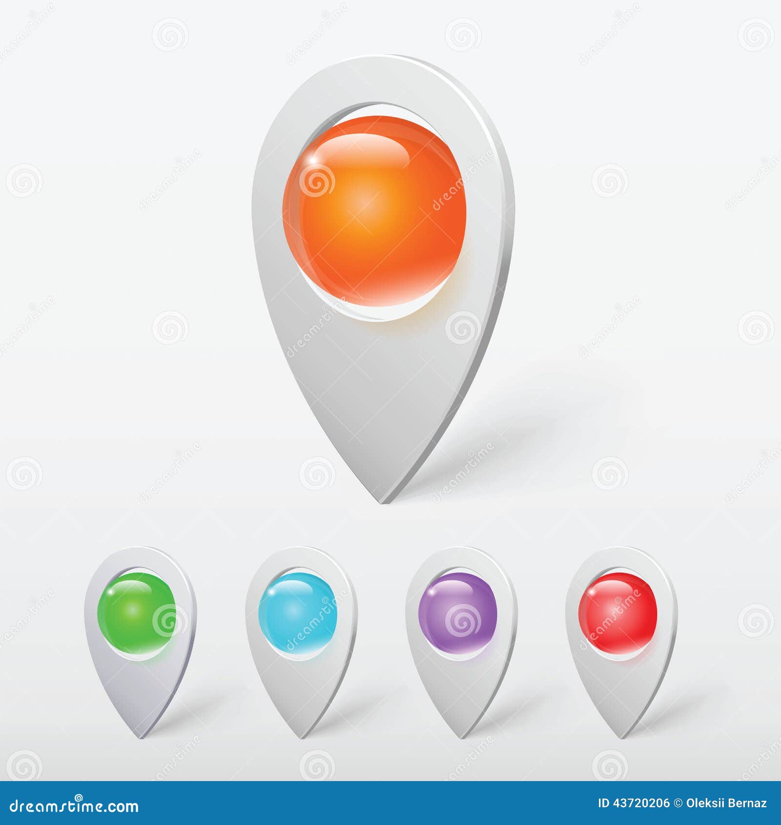 Realistic Crystal Ball Colorful Pointers or Pins Stock Vector ...