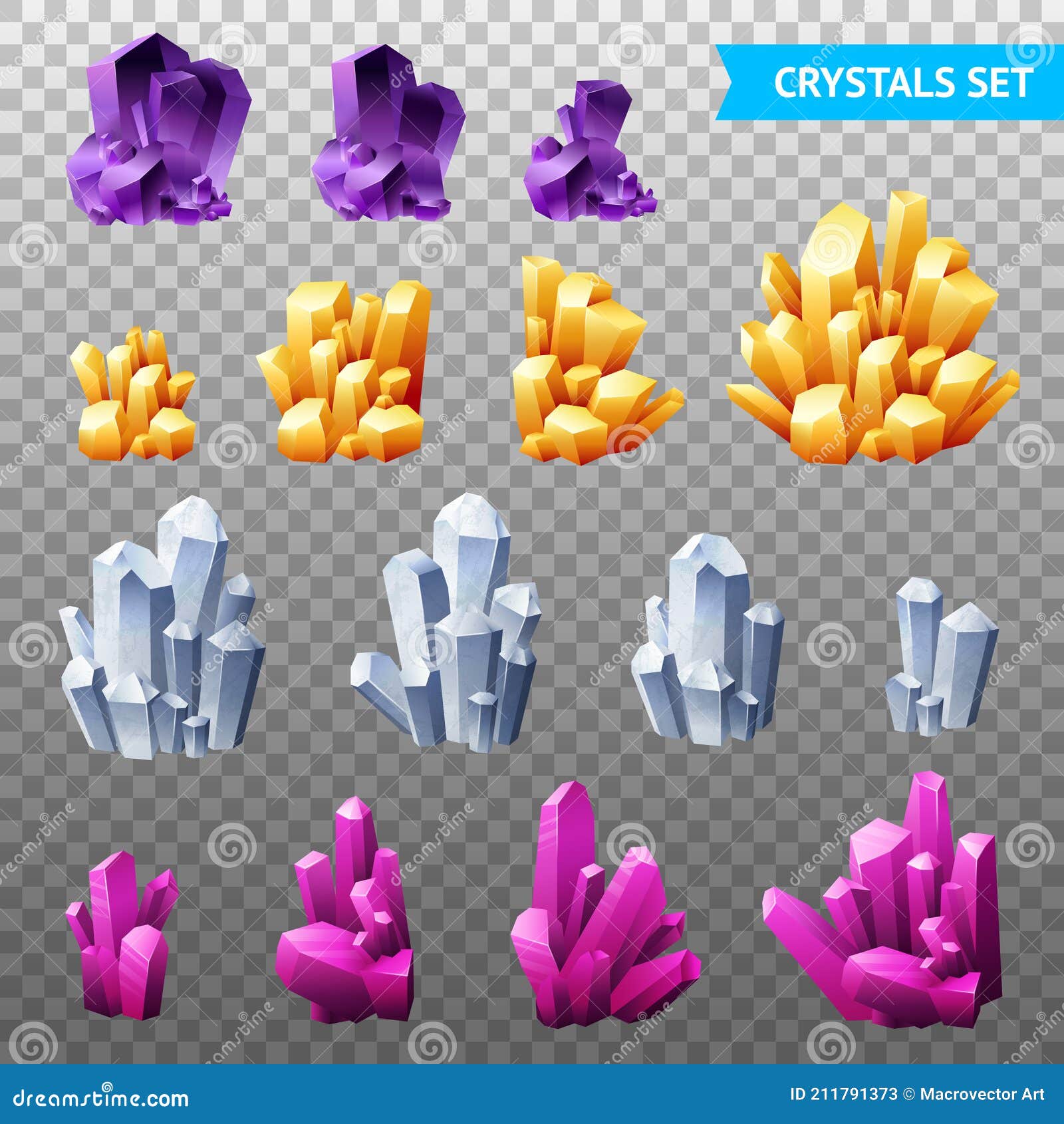 Realistic Crystals Transparent Set Stock Vector - Illustration of ...
