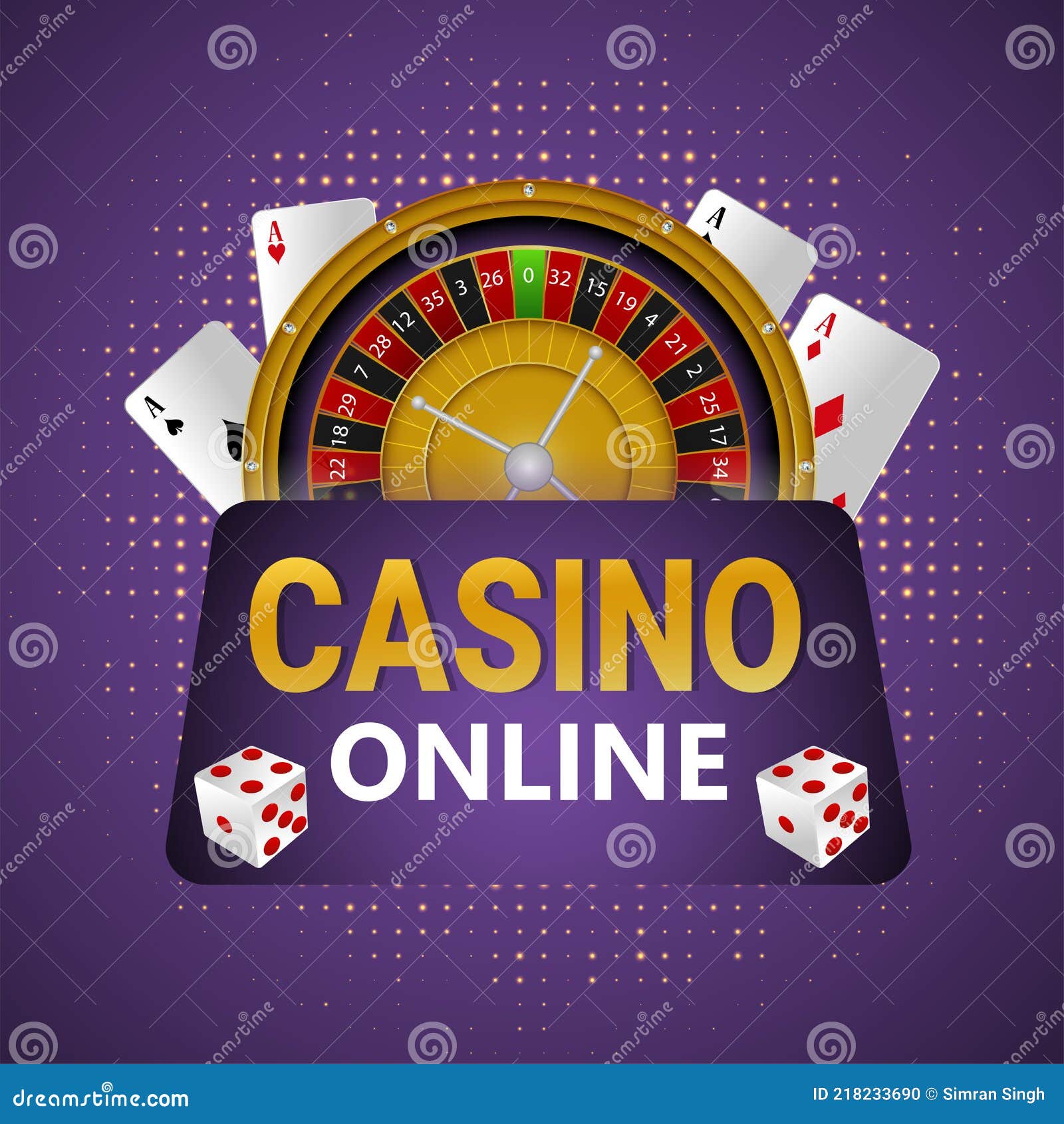 Realistic Csino Background with Cards, Chips and Roulette Wheel Stock ...