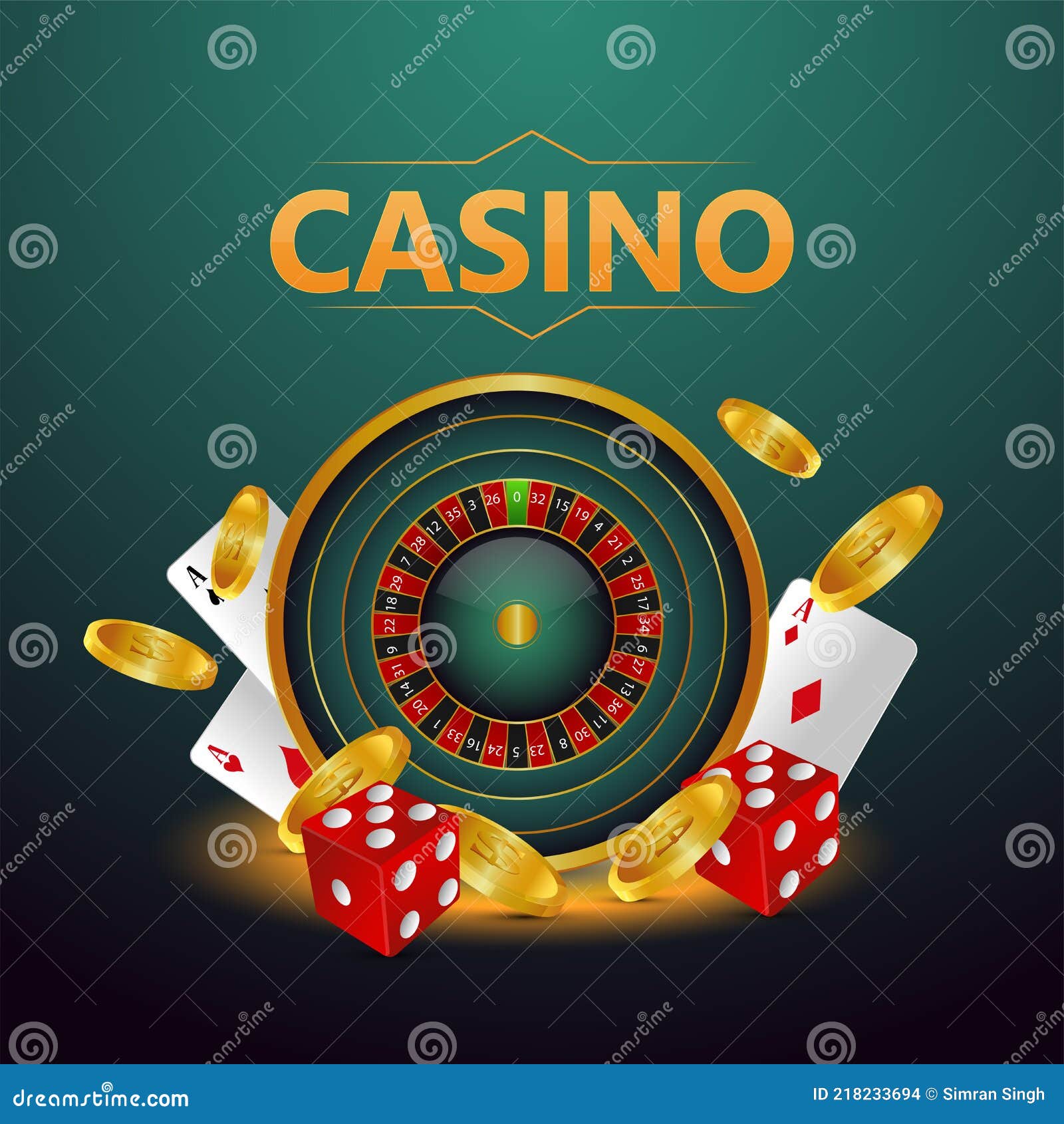 Casino Gambling Game Background with Slot Machine and Roulette Wheel ...