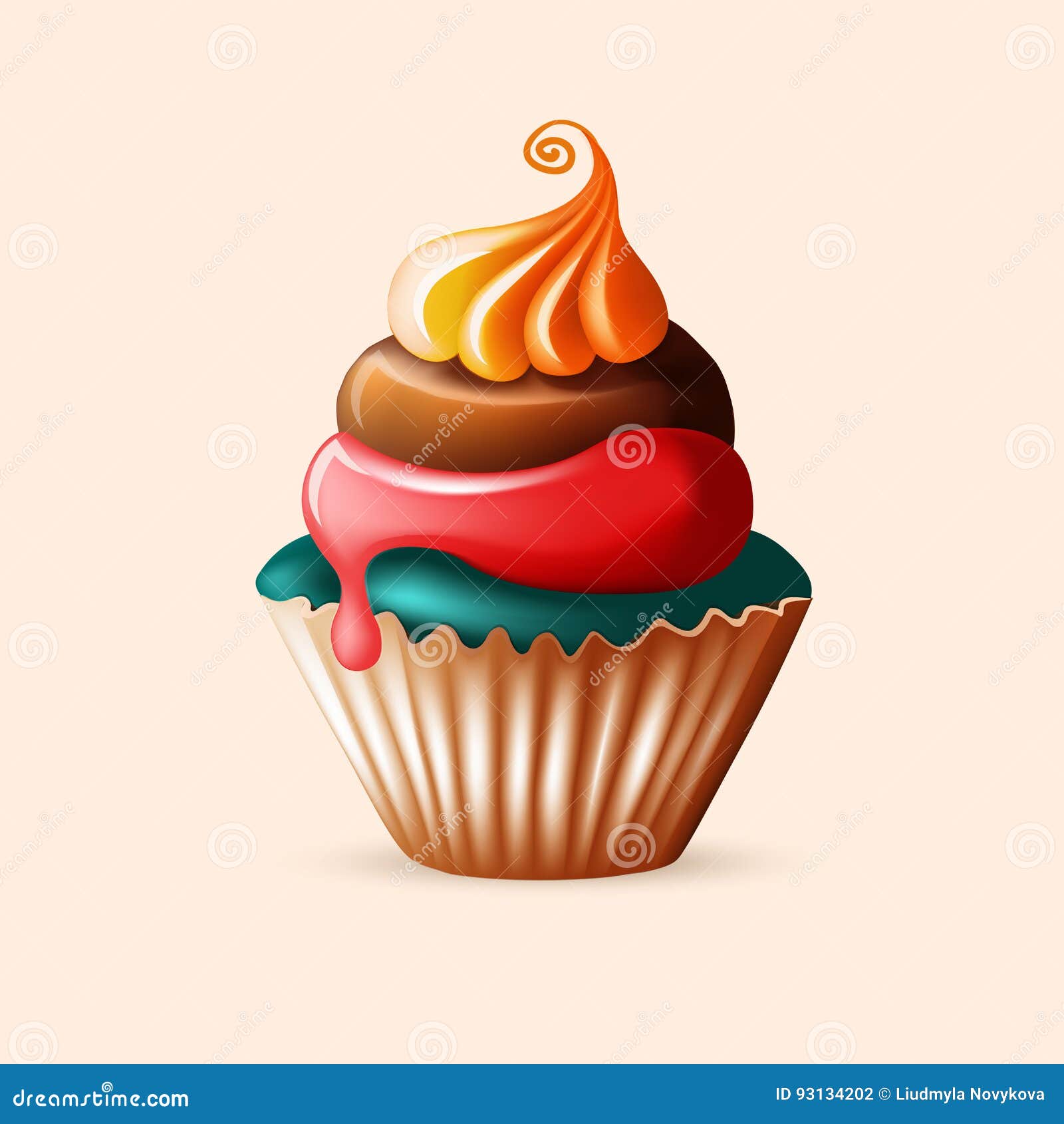 Realistic cupcake on white stock vector. Illustration of birthday ...