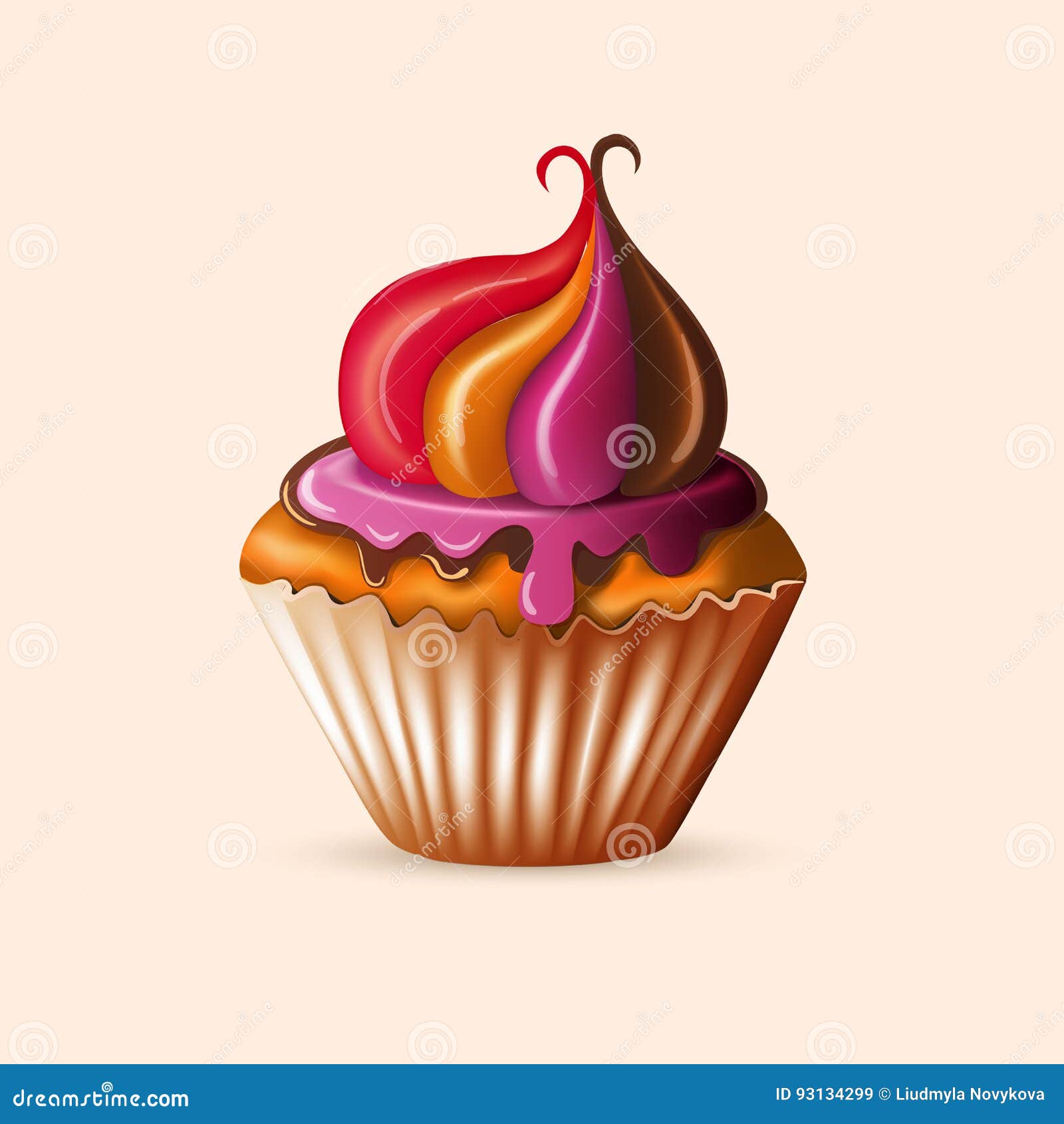 Realistic cupcake on white stock vector. Illustration of birthday ...