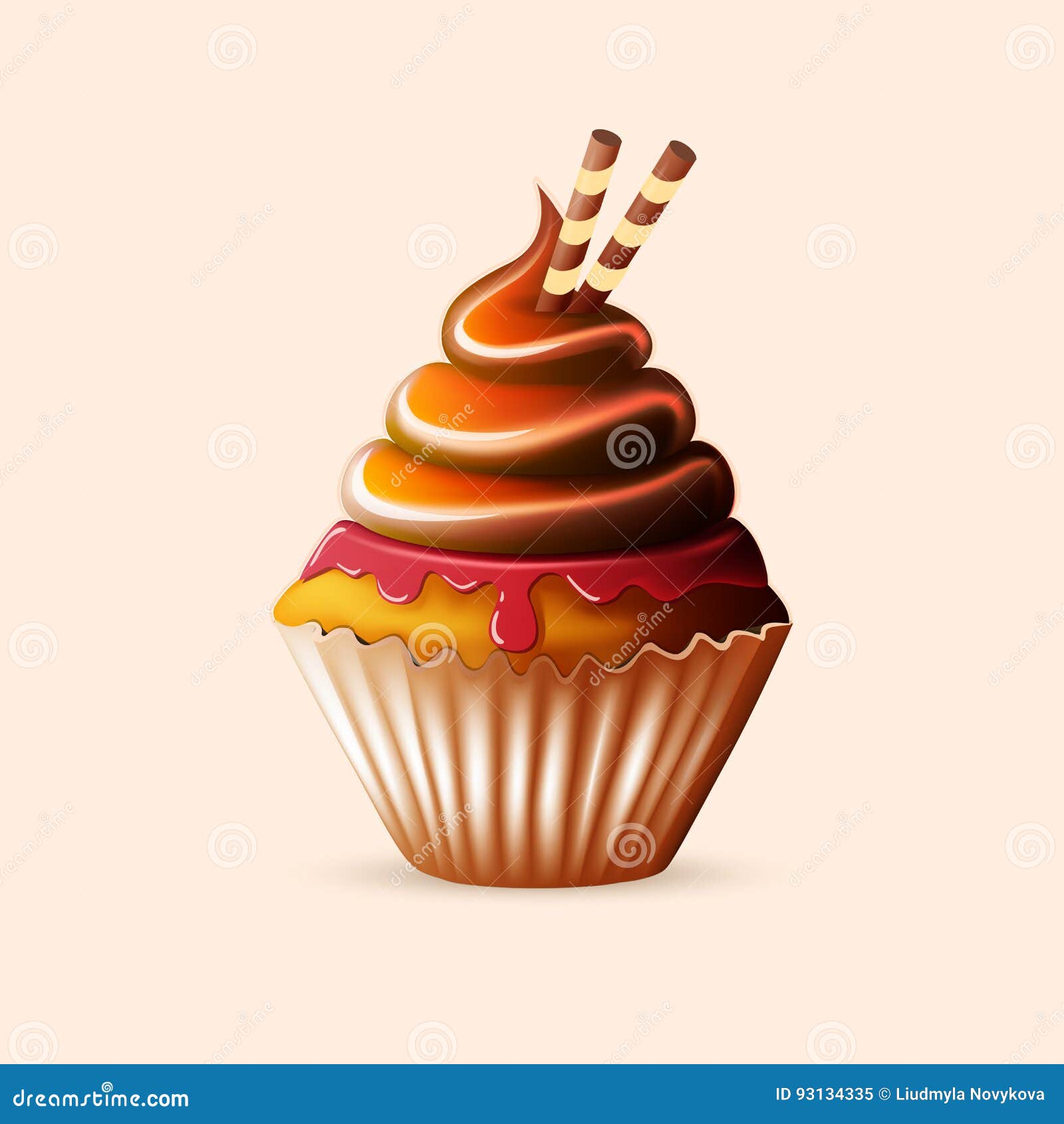 Realistic cupcake on white stock vector. Illustration of greeting ...