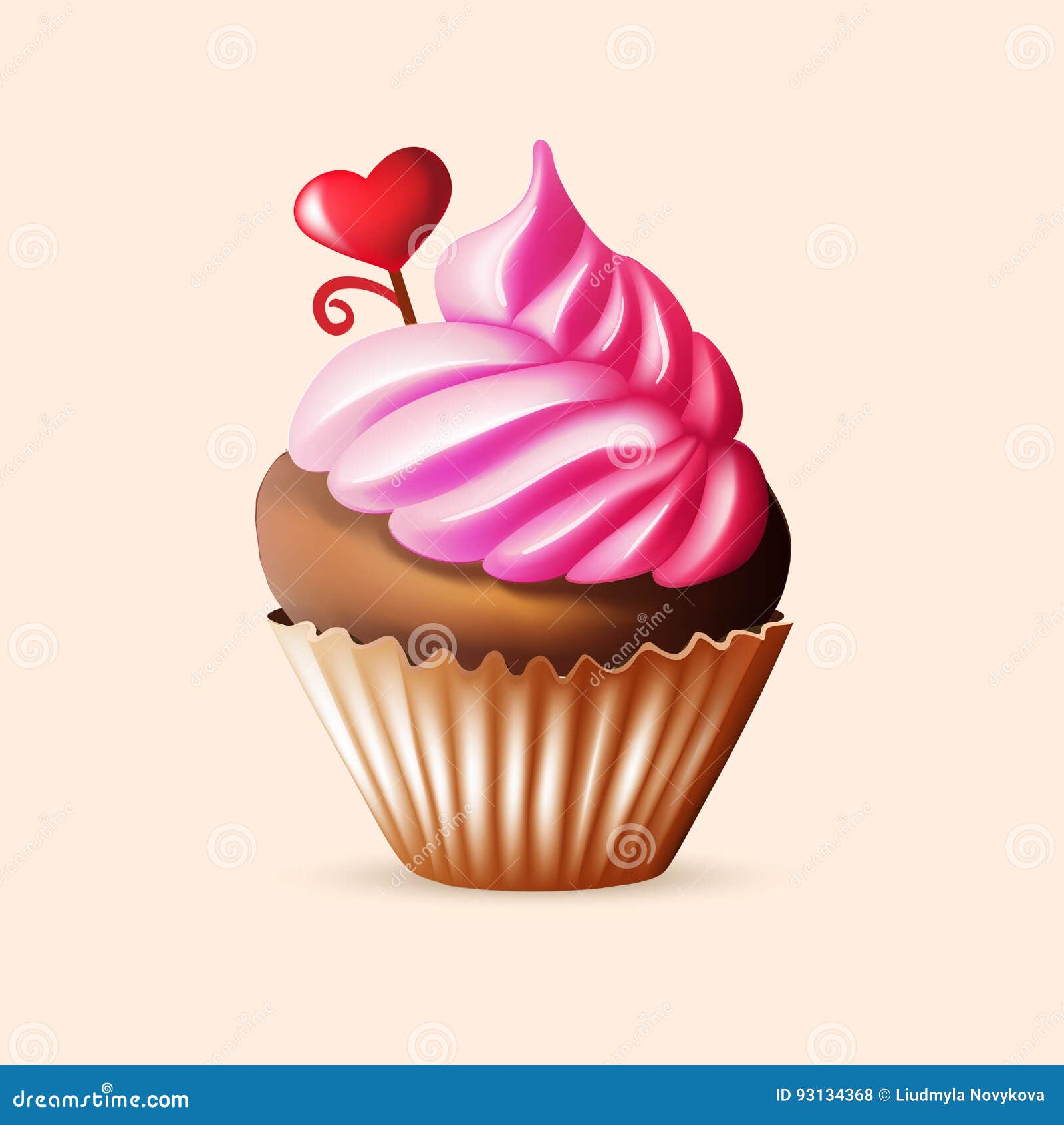 Realistic cupcake on white stock vector. Illustration of delicious ...