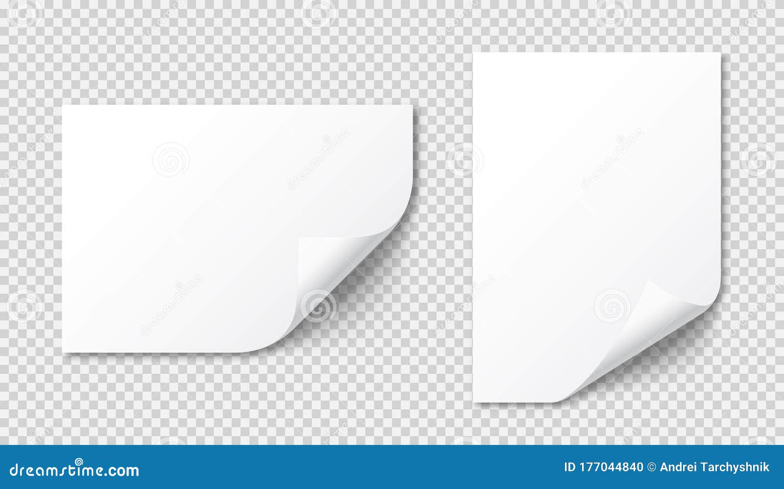 Realistic Curled Blank Paper Sheet with Shadow in A4 Format . Notebook ...