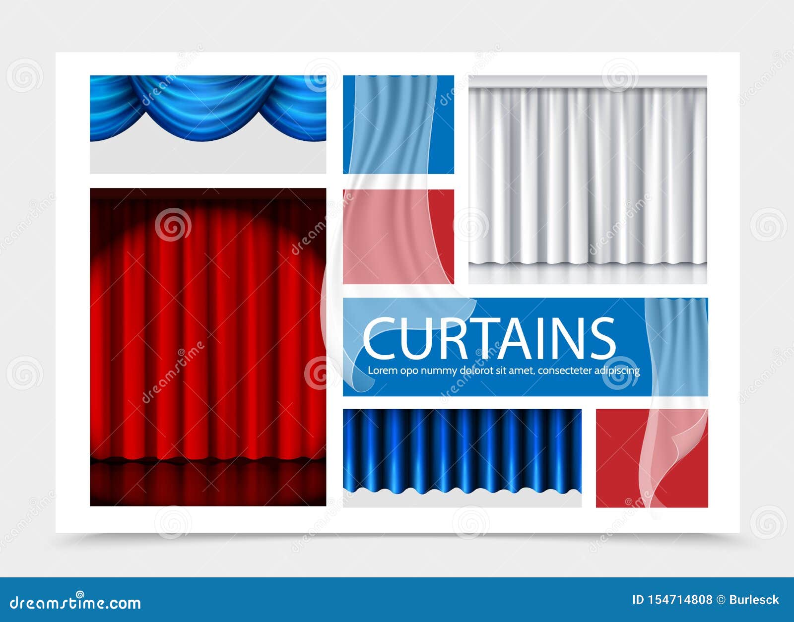 Realistic Red Curtains. Theater Stage Borders, 3D Elegant Backdrop ...