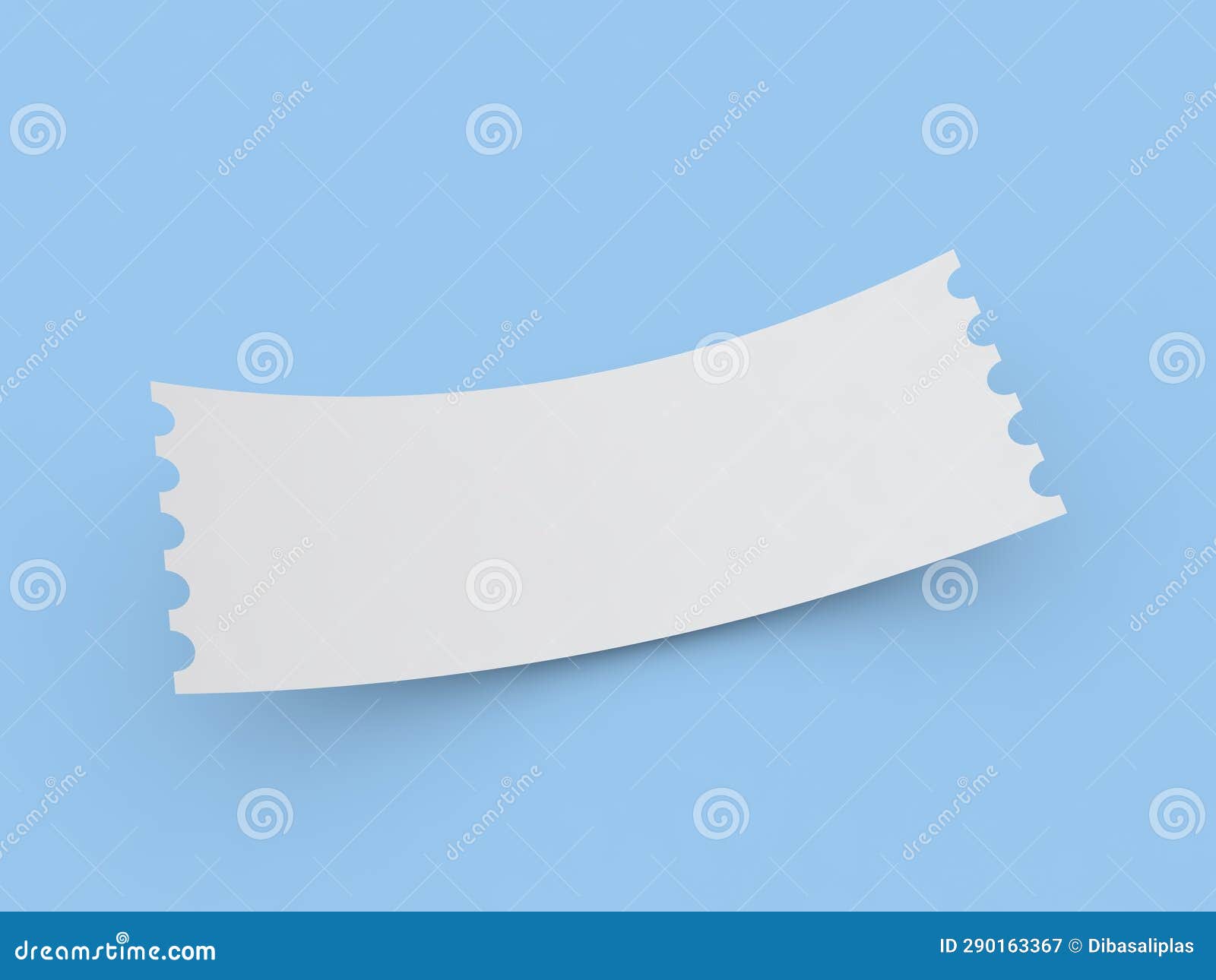 Realistic Curved Ticket Voucher Mockup on Blue Background. Stock ...