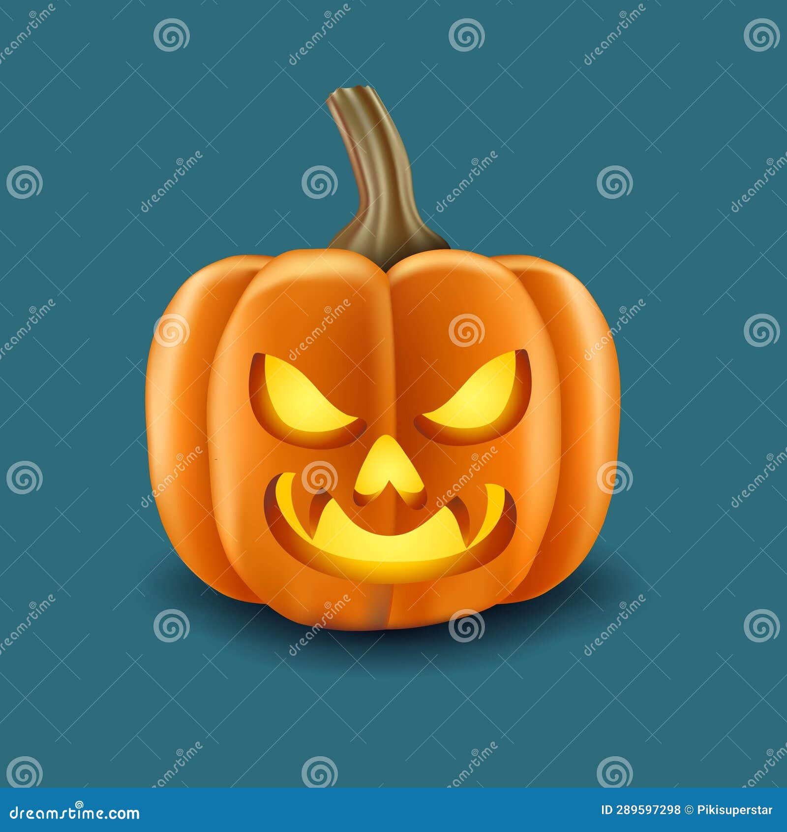 Realistic Cute Angry Halloween Pumpkin Design Illustration Stock Vector ...
