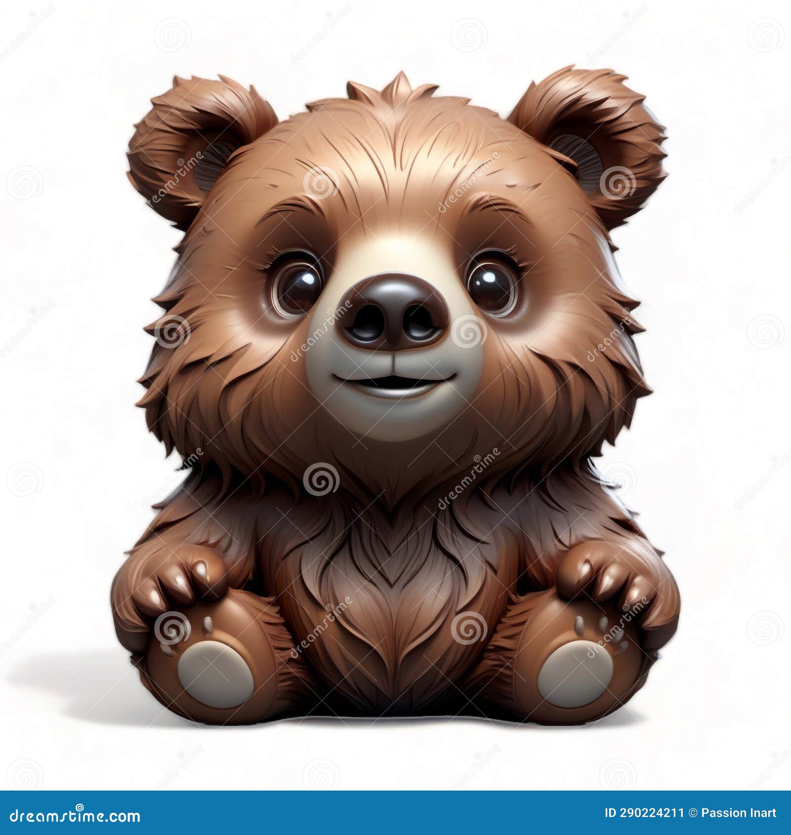 Realistic Cute Bear 3D Model Isolated on White Background Stock ...