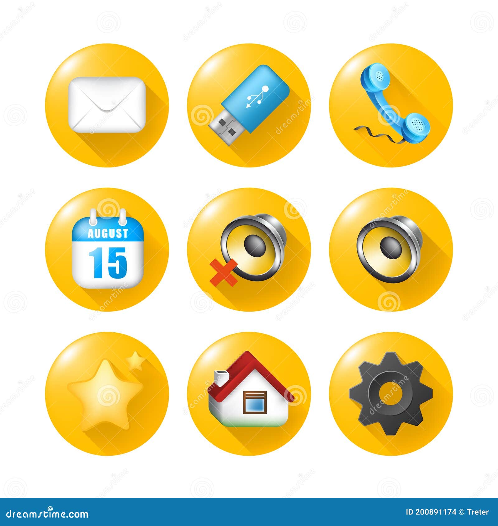 Realistic Cute Icons on White Background . Isolated Vector Illustration ...