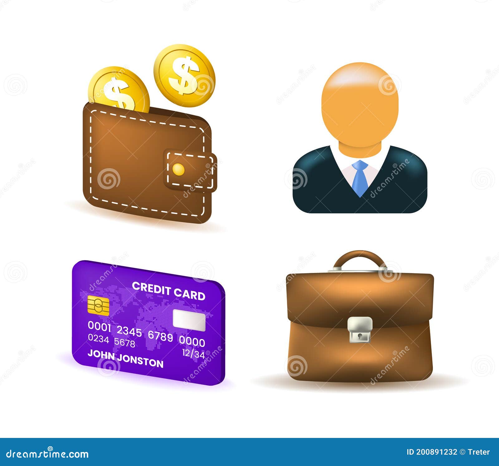 Realistic Cute Icons on White Background . Isolated Vector Illustration ...