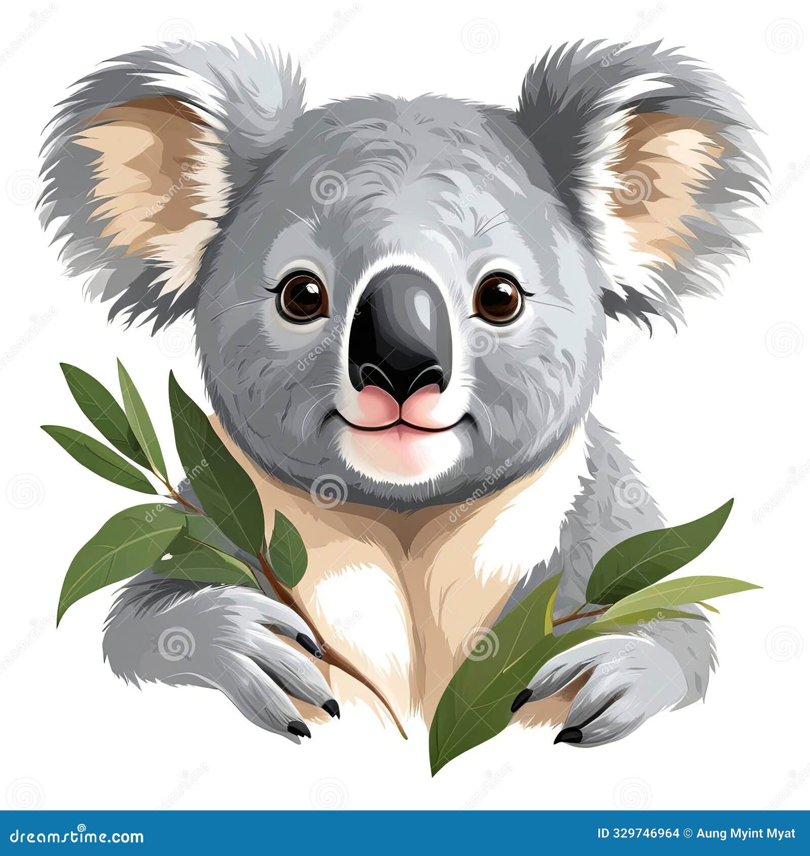 Realistic Cuteness, a Koala S Face Stock Illustration - Illustration of ...