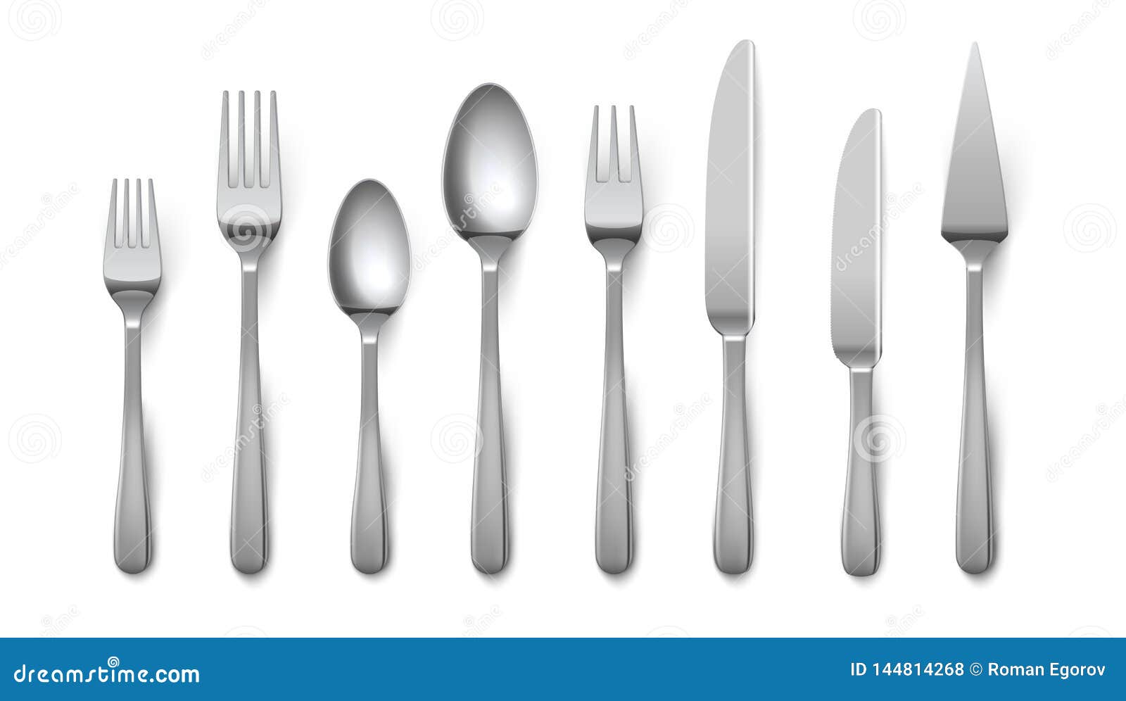 Realistic Silverware Top View Cartoon Vector | CartoonDealer.com #89821873