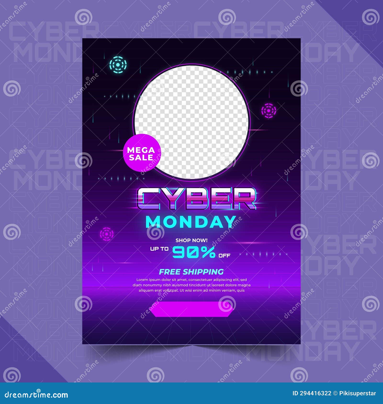 Realistic Cyber Monday Poster Template Design Vector Stock Vector ...