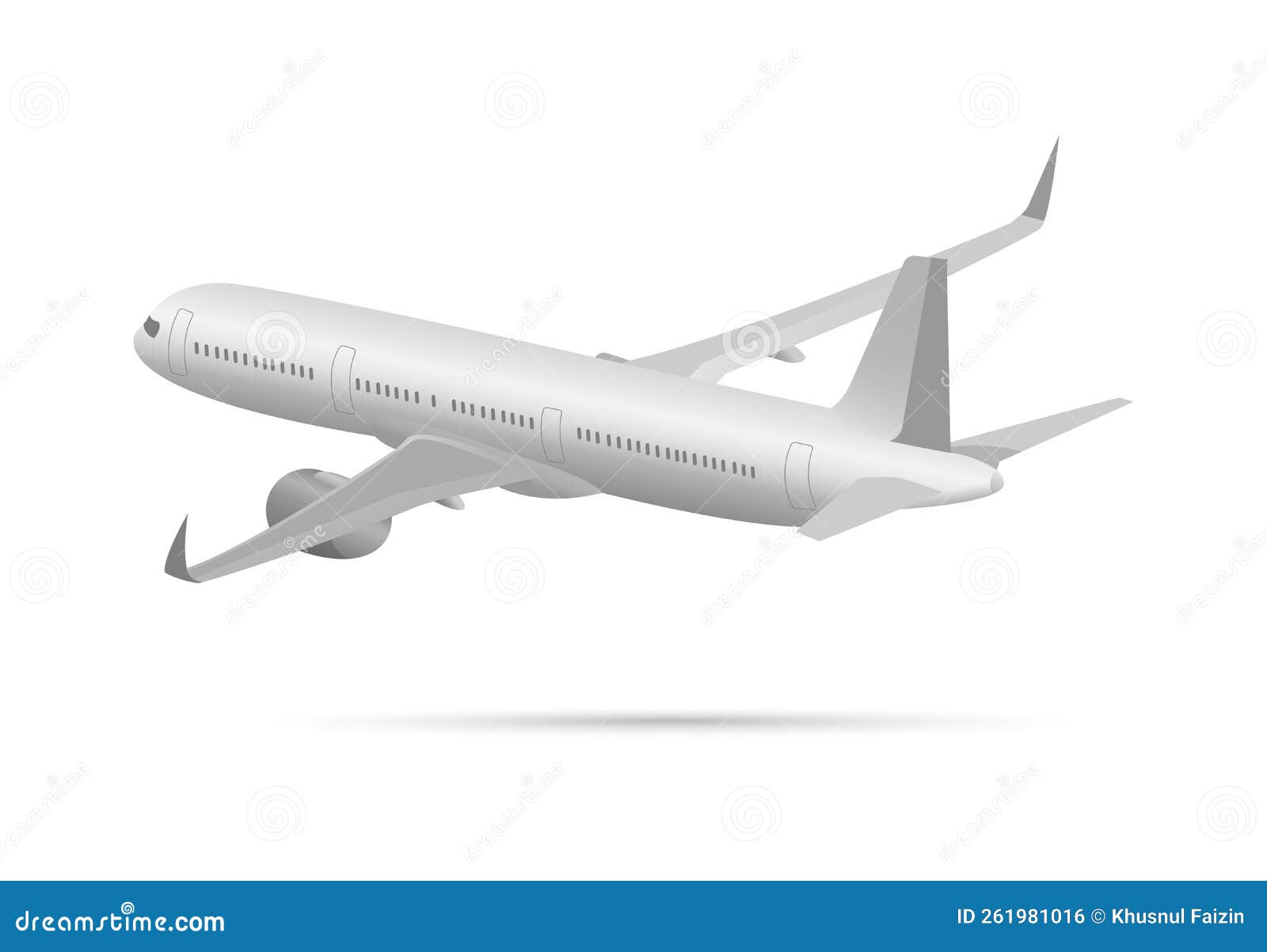 Realistic 3d Airplane with Wide Wings Stock Vector - Illustration of ...