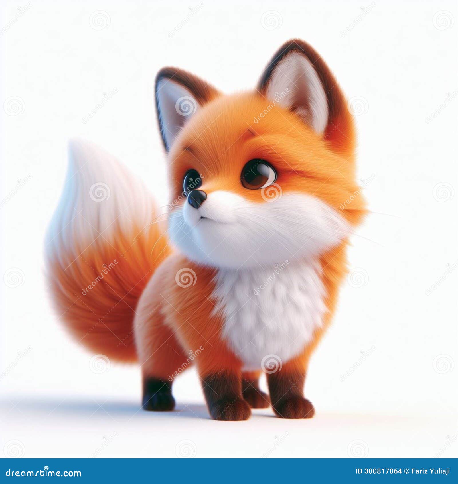 A Realistic 3D Animation Cute Fox with White Background Stock ...